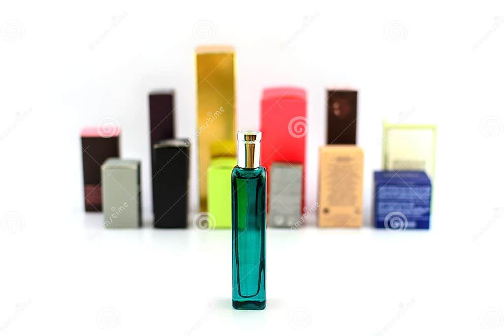 Purfume and Box Isolated on White Stock Image - Image of isolated ...