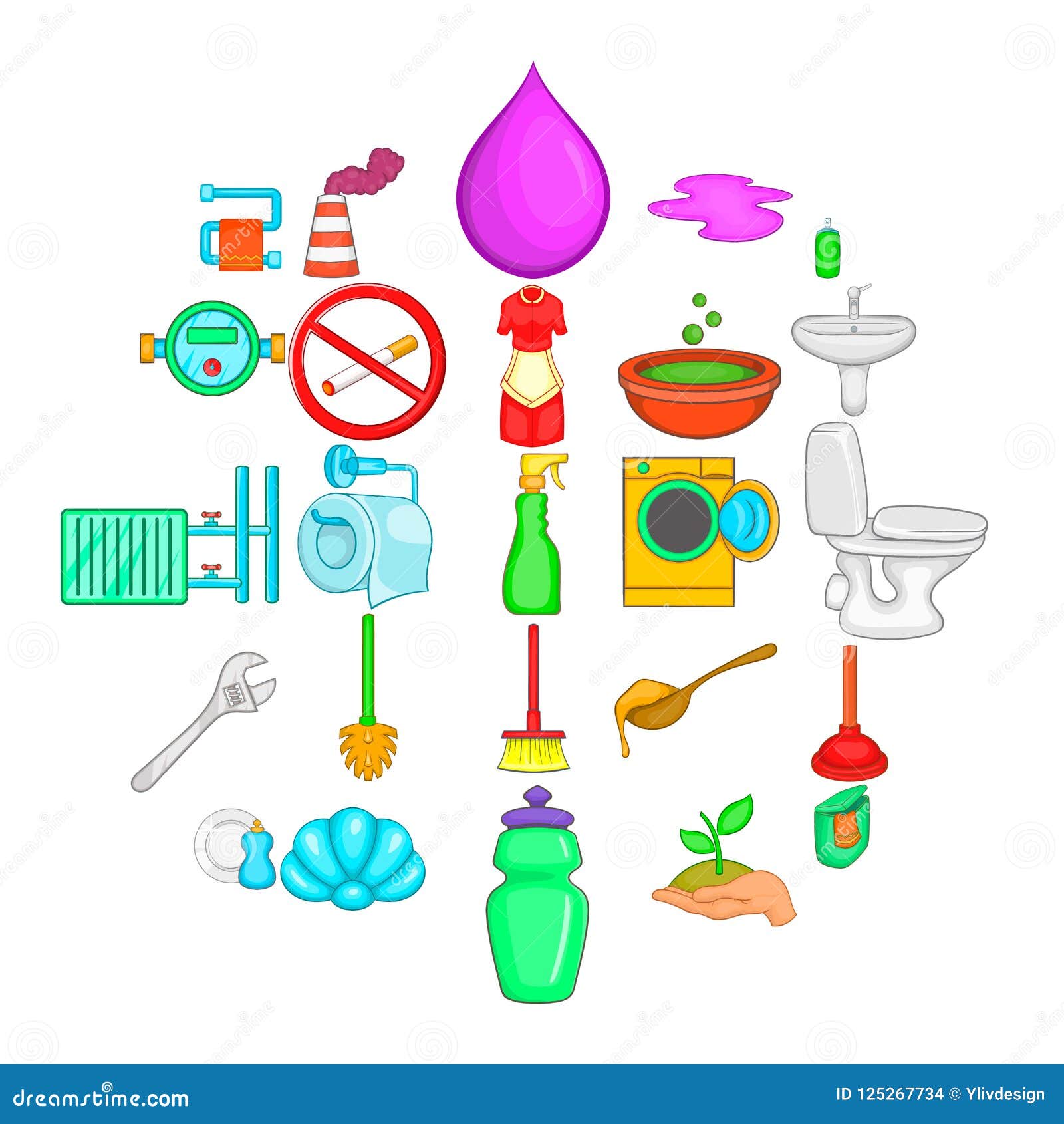 Purge Icons Set, Cartoon Style Stock Vector - Illustration of hygiene ...