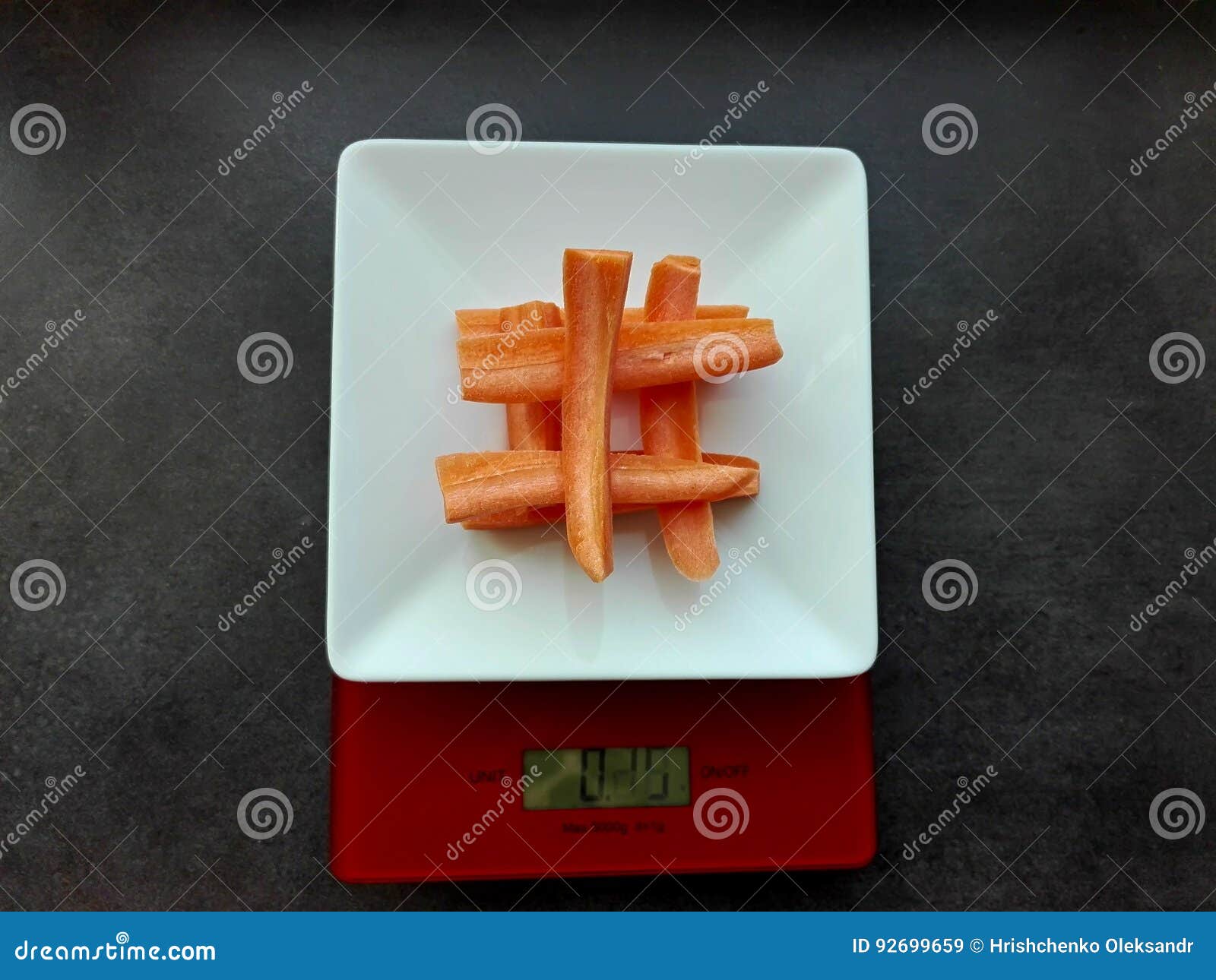 Purified Carrots on Electronic Scales Stock Image - Image of balance ...