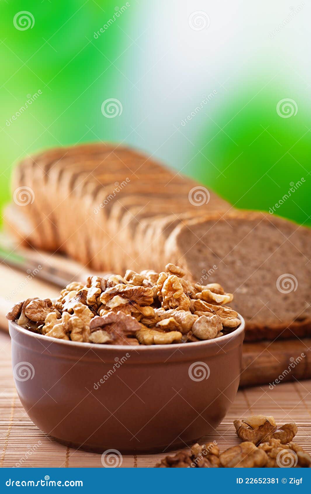 Purified Walnuts, Rye Bread Stock Image - Image of food, dark: 22652381