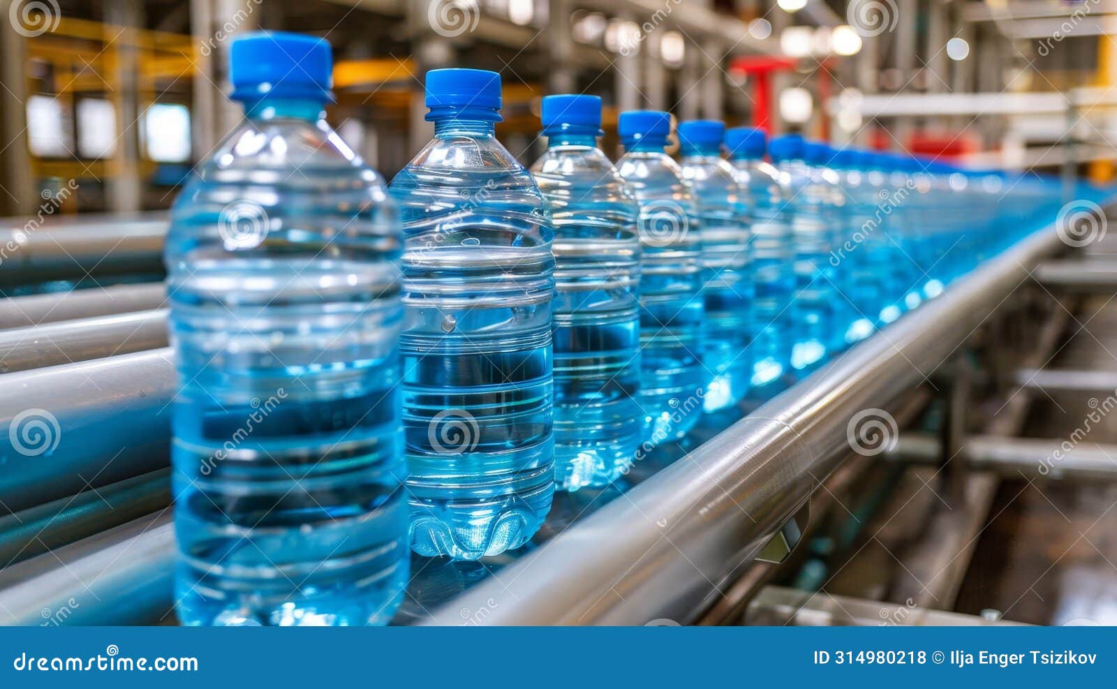 Hygienic Production Process Of Bottling Drinking Water In Plastic ...