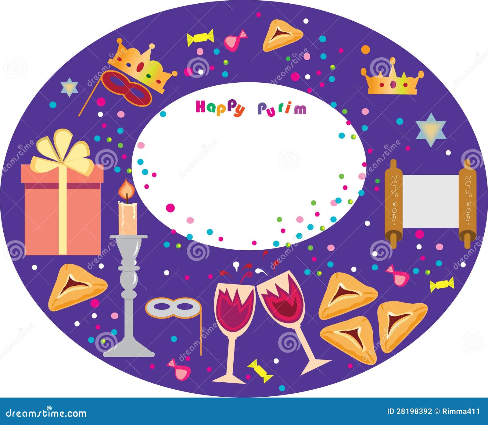 Purim Holiday Greeting Card Stock Illustration - Illustration of jewish ...