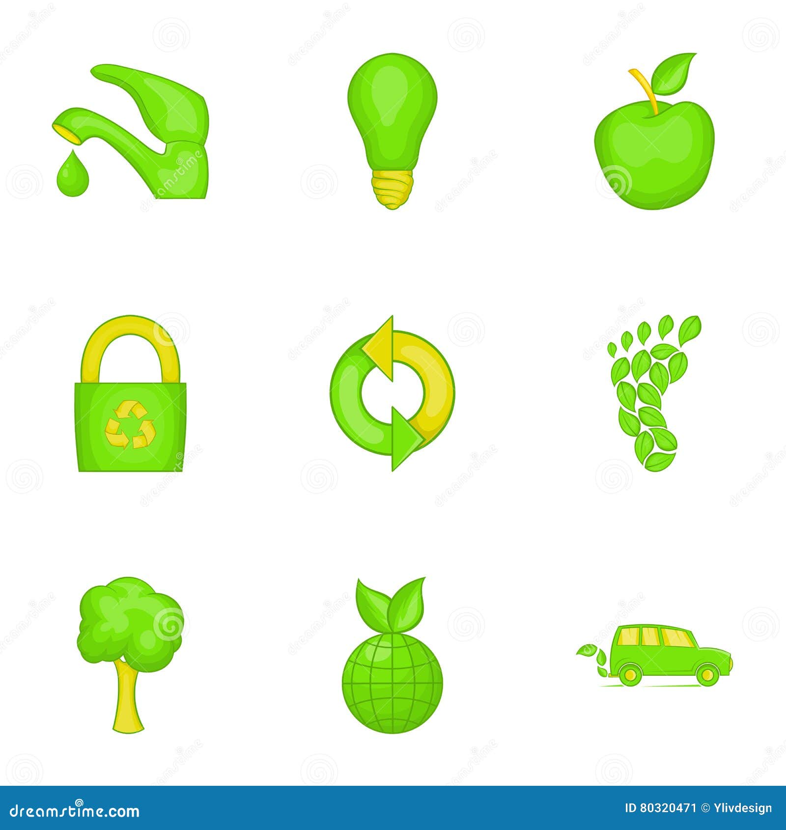 Purity of Nature Icons Set, Cartoon Style Stock Vector - Illustration ...