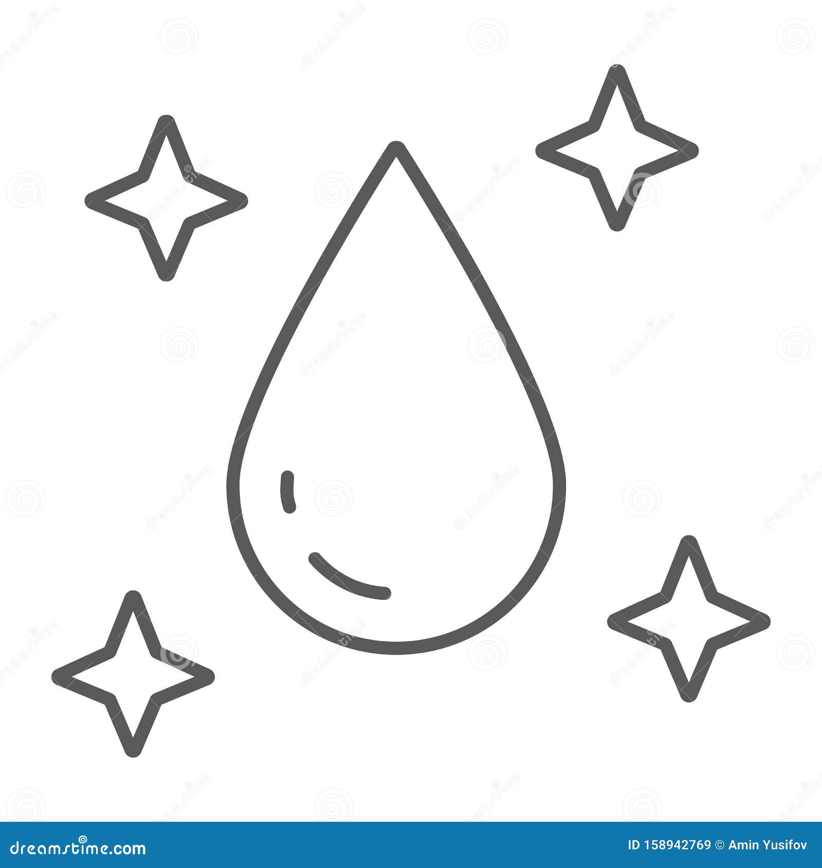 Purity Thin Line Icon, Laundry and Clear, Water Drop Sign, Vector ...