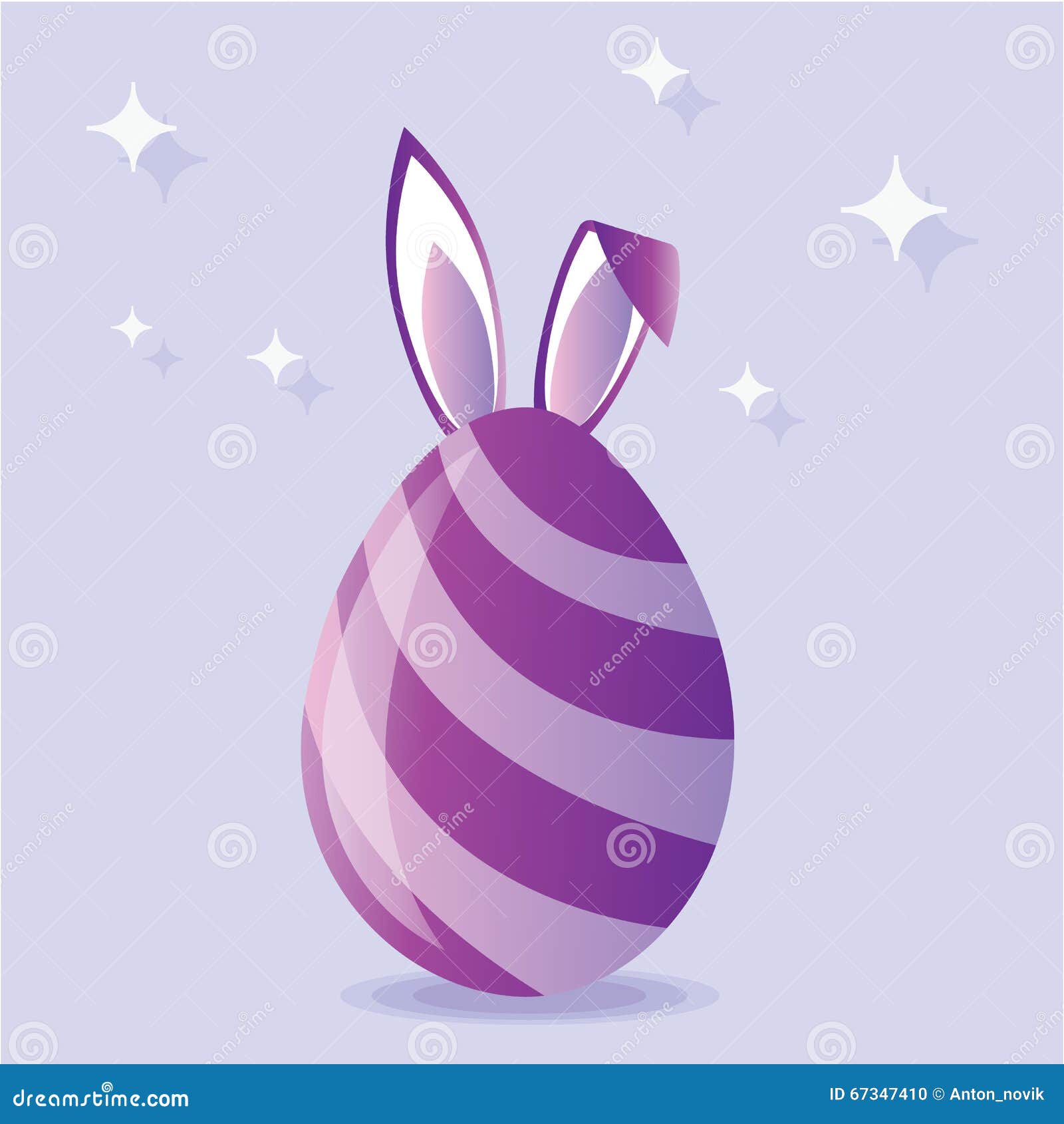 Purper Paasei Met De Vector Van Konijntjesoren Vector Illustratie ...