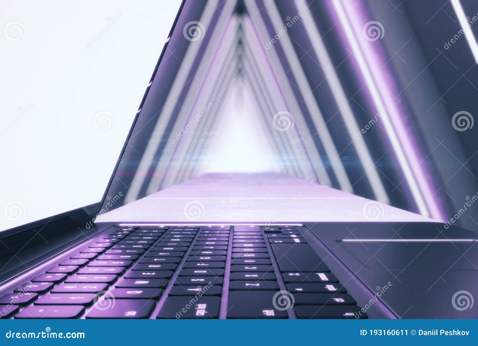 Purple Abstract Interior with Laptop Computer Editorial Photo ...