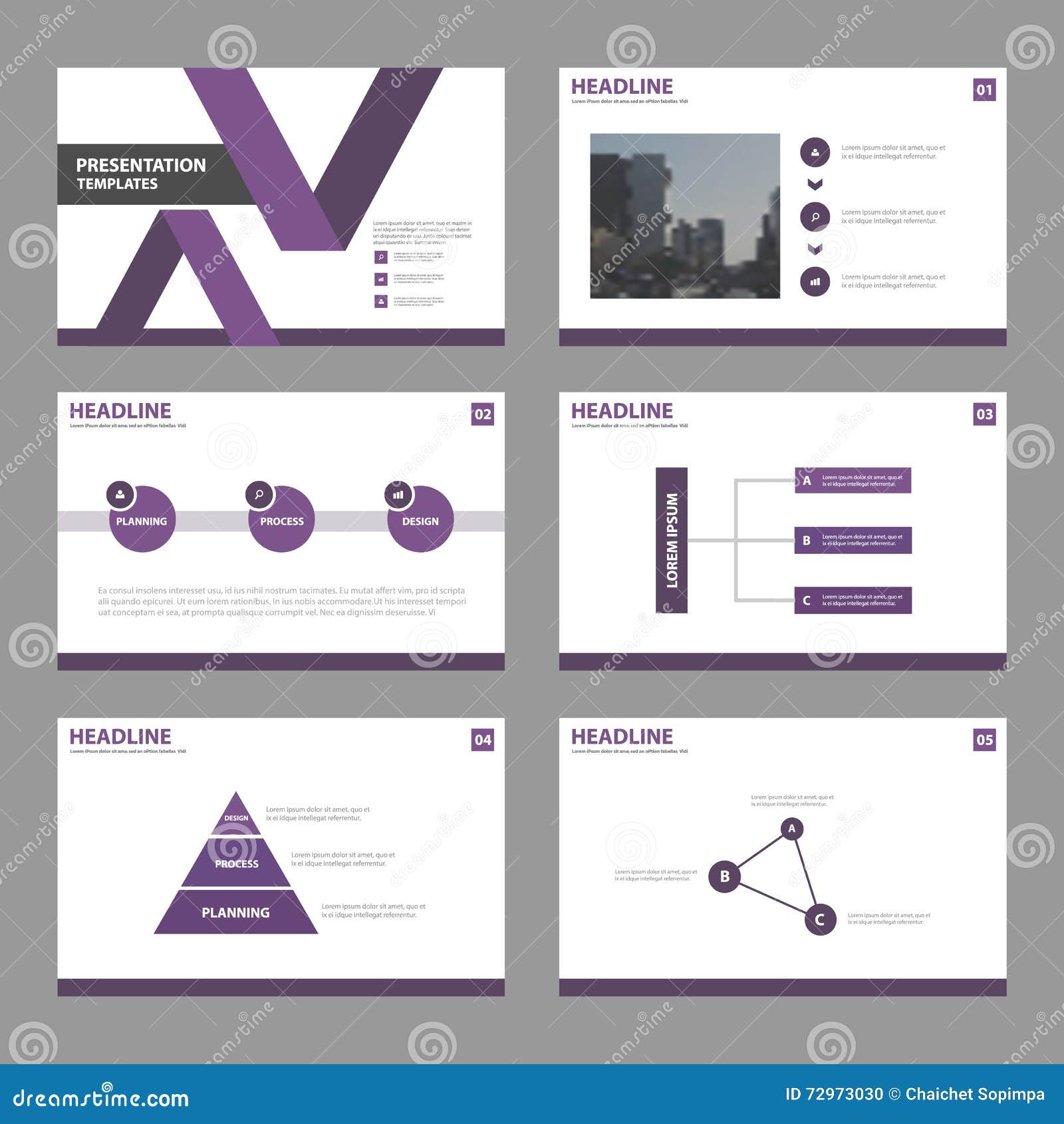 Purple Abstract Multipurpose Presentation Templates, Infographic ...