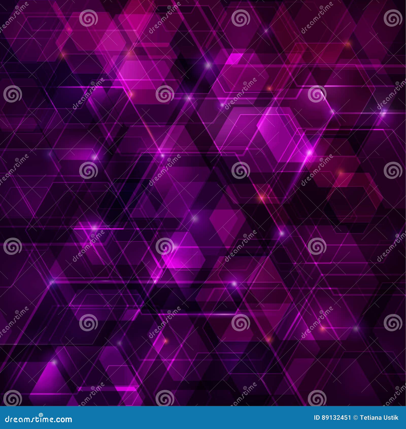 Purple Abstract Techno Background with Hexagons Stock Vector ...