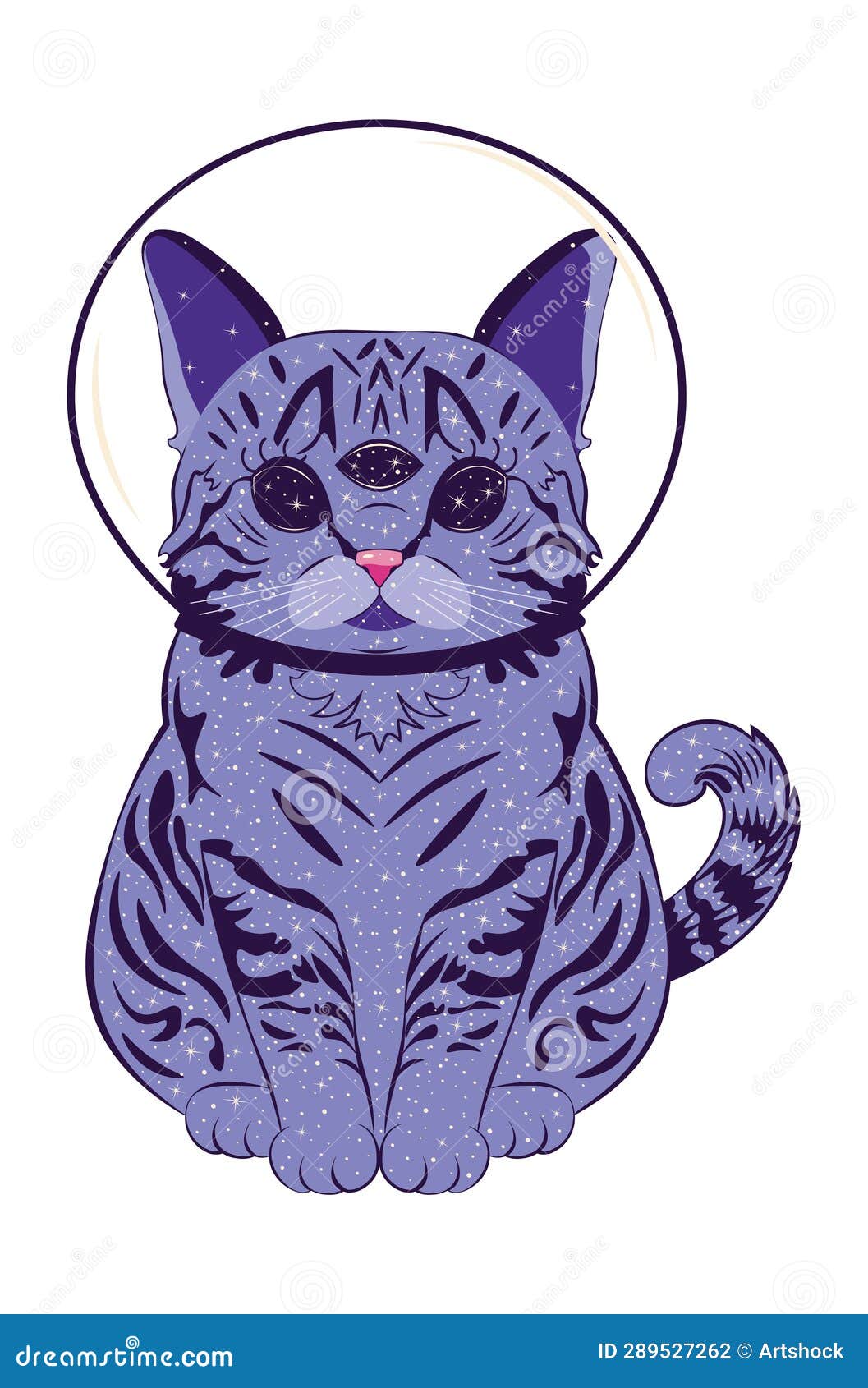 Purple alien cat stock vector. Illustration of fantastic - 289527262
