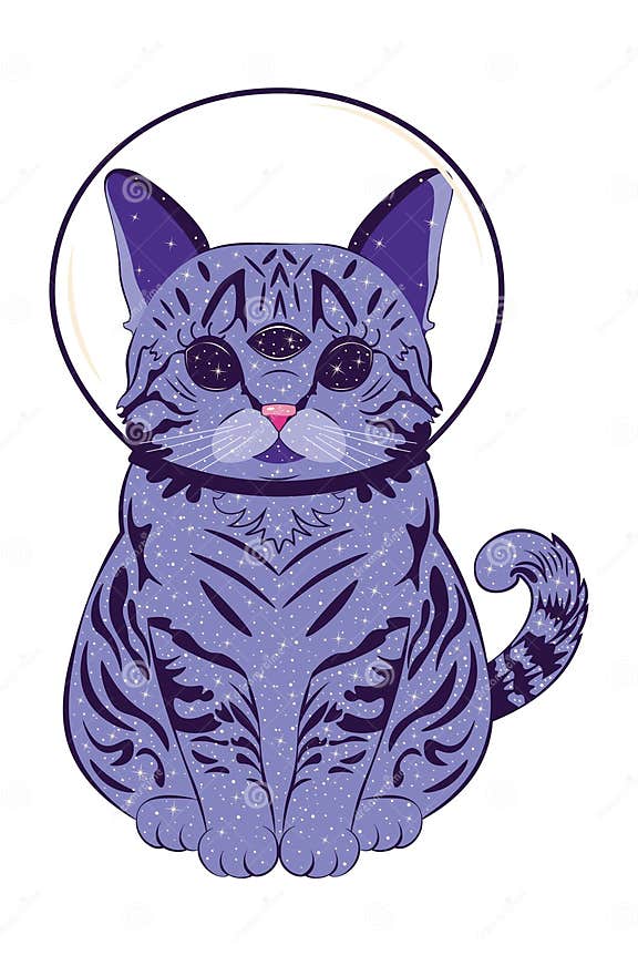 Purple alien cat stock vector. Illustration of fantastic - 289527262