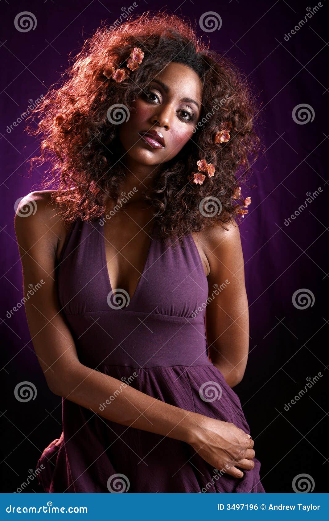 Purple arm across front stock photo. Image of female, brunett - 3497196