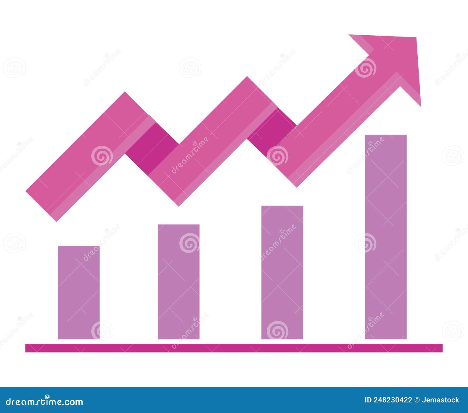 Purple Arrow and Statistics Bars Stock Vector - Illustration of vector ...