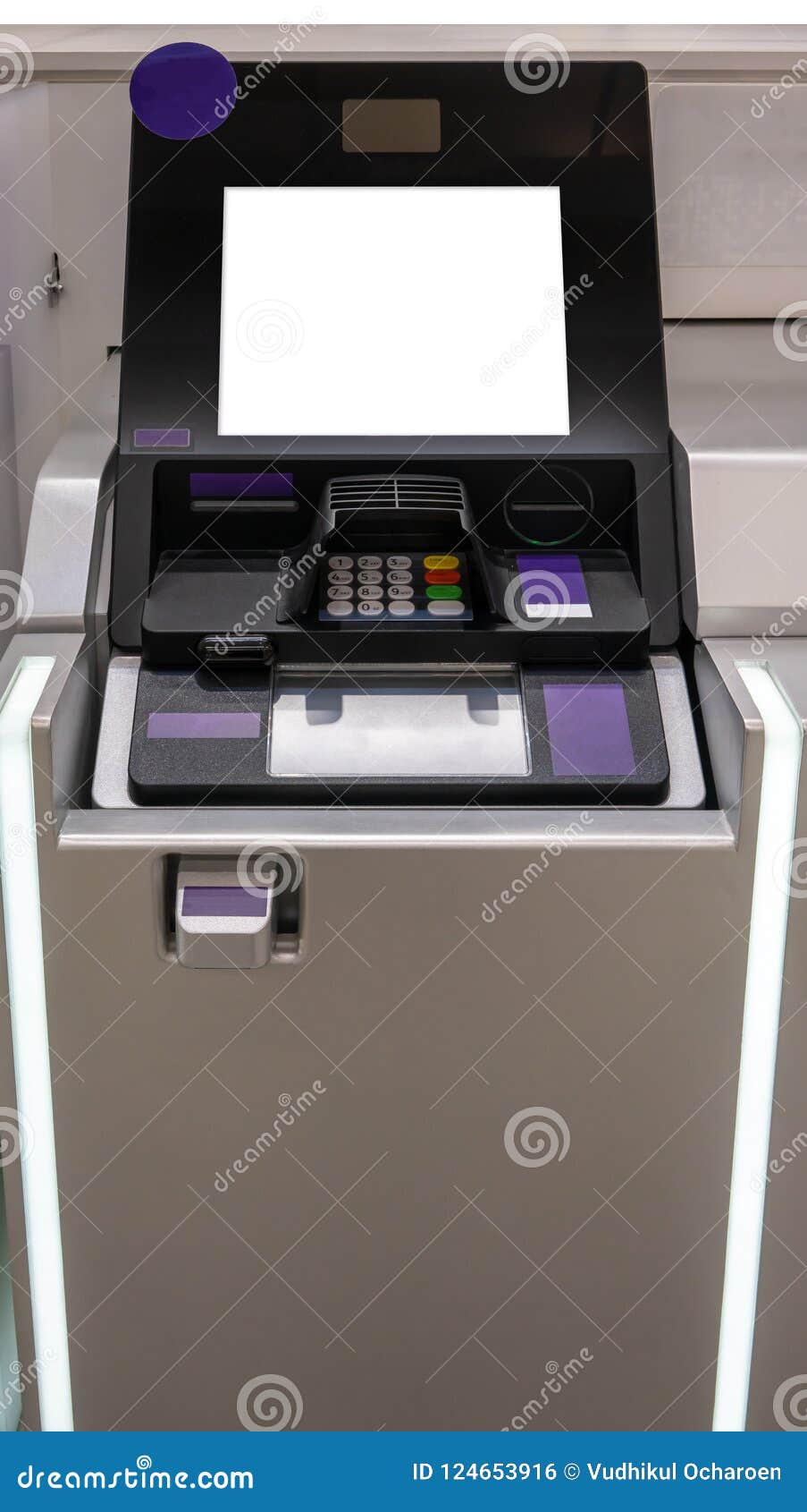 Purple ATM Machines. the Station Automatic Machines. Stock Photo ...