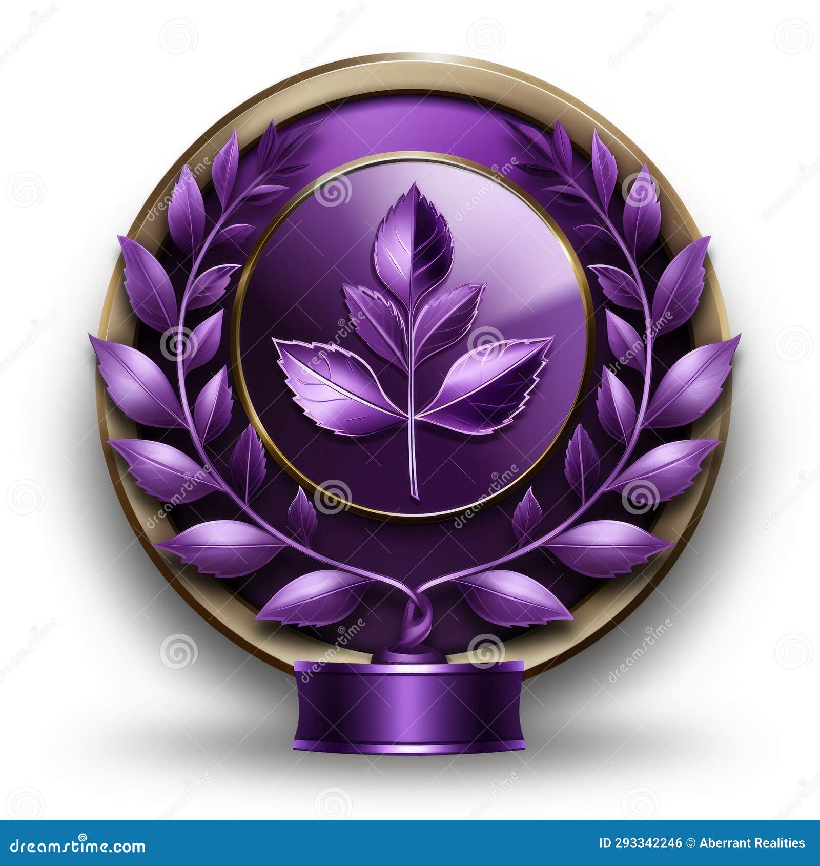 A Purple Award with a Laurel Leaf on it Stock Photo - Image of shape ...