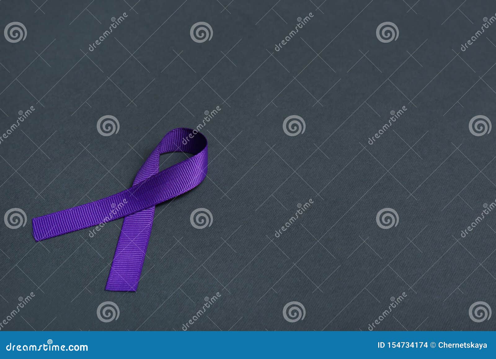 Purple Awareness Ribbon on Black Background, Space for Stock Photo ...