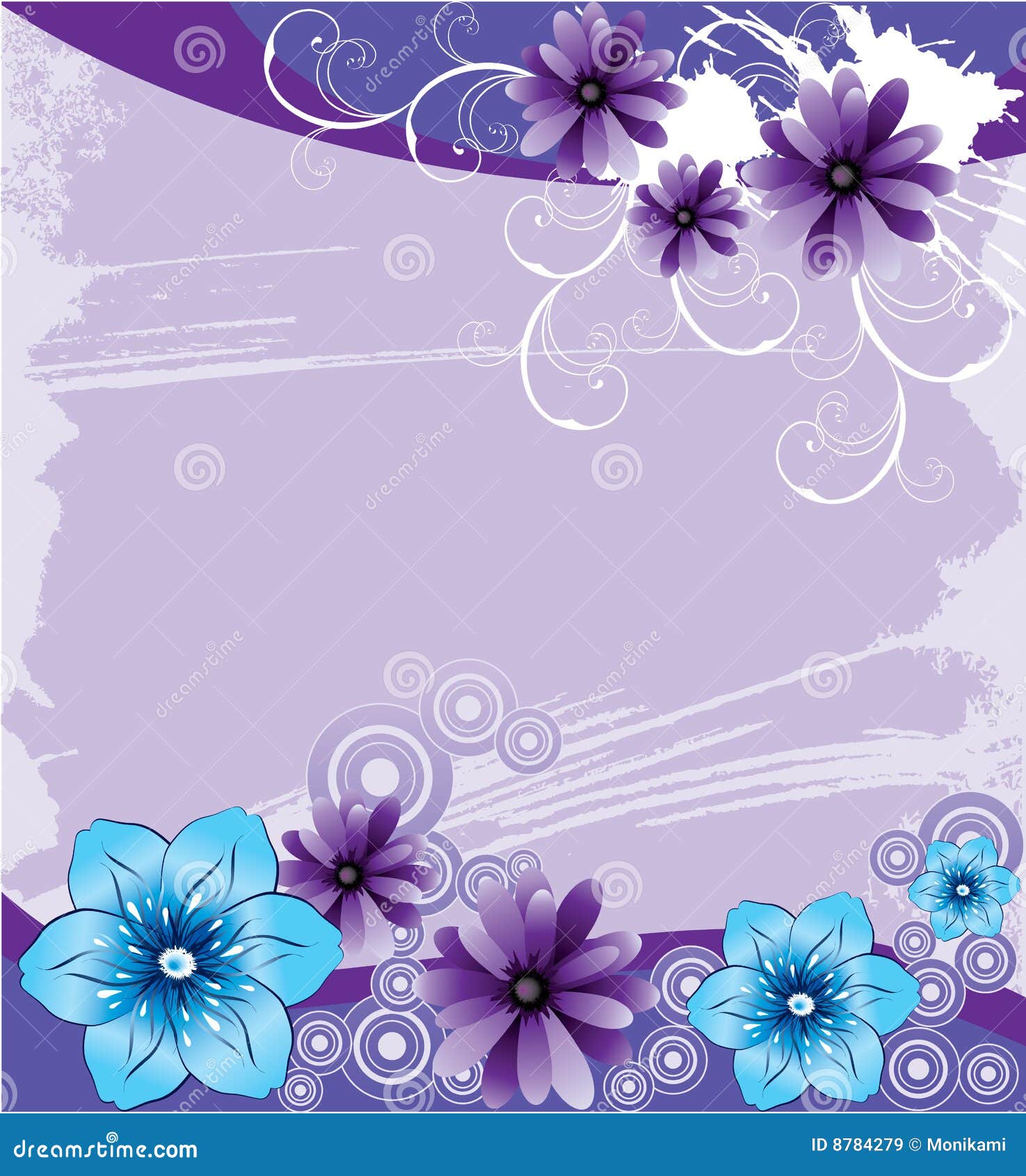 Purple Background with Abstract Flowers Stock Vector - Illustration of ...