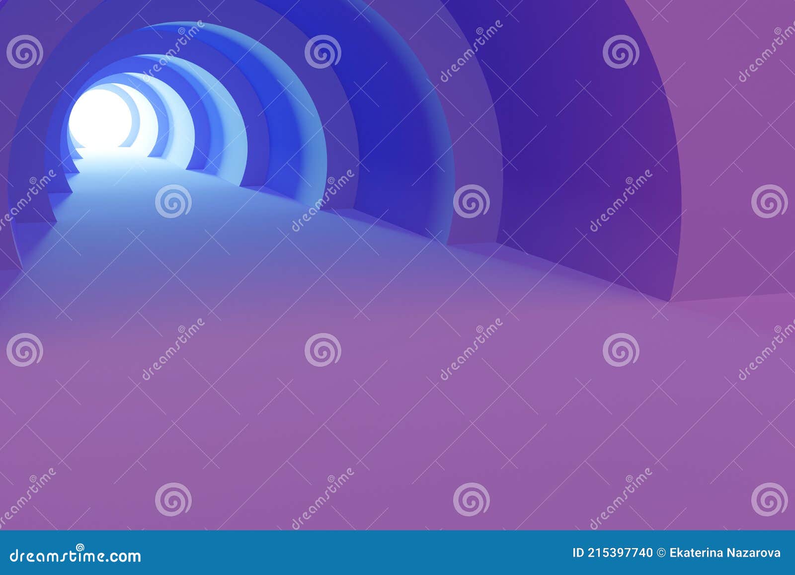 Purple Background Arch Tunnel with Glowing Architectural Elements 3d ...