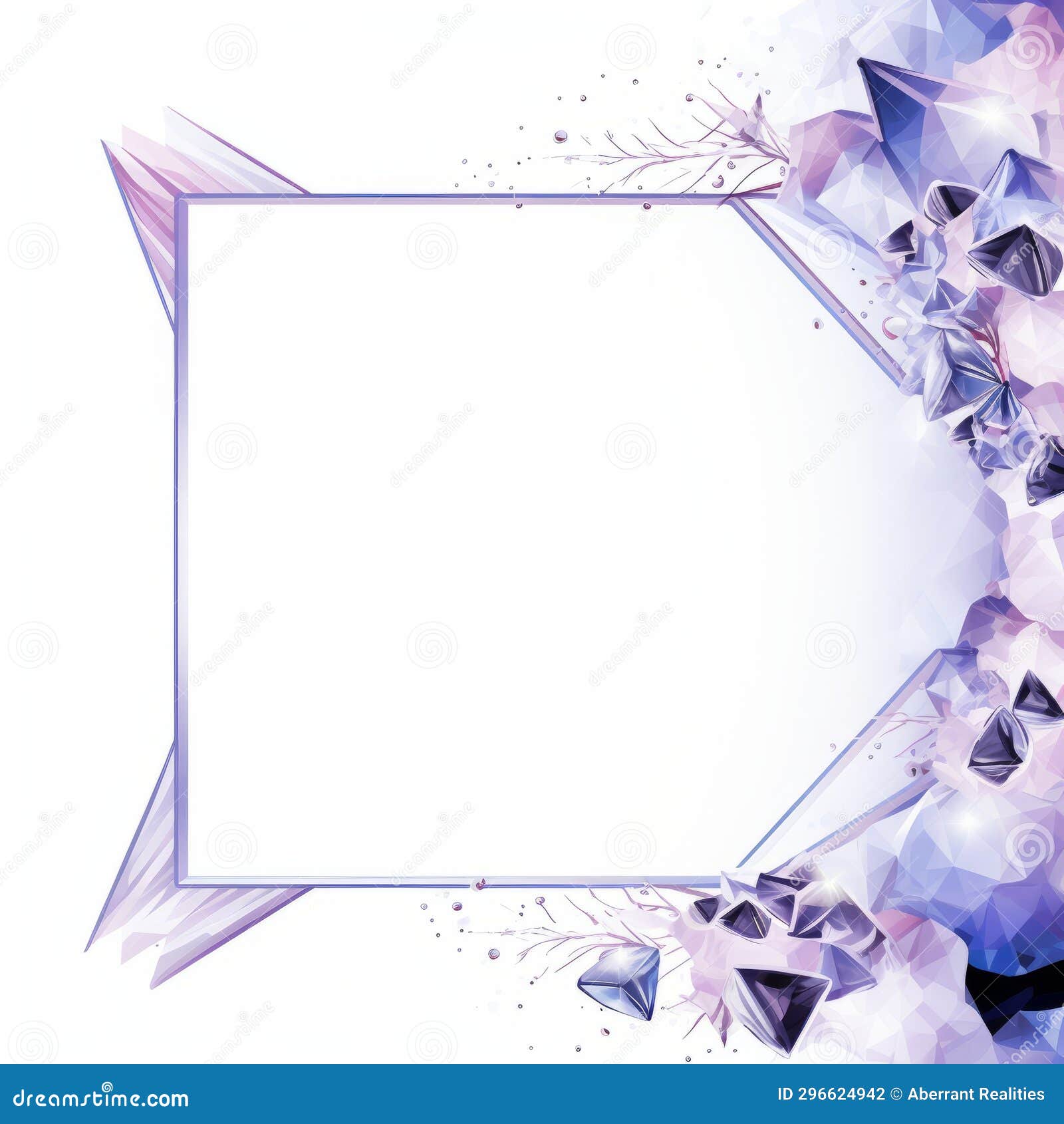 A Purple Background with Crystals and an Empty Frame Stock Illustration ...