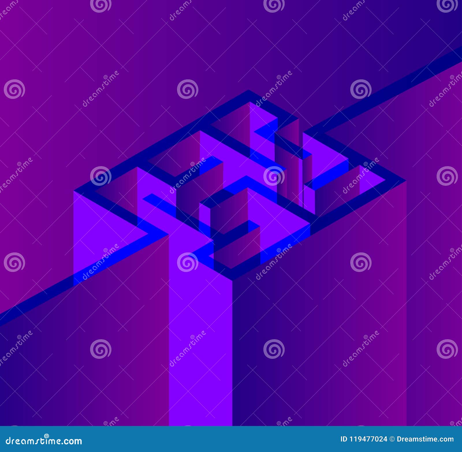 Purple Background with 3d Labyrinth. Stock Vector - Illustration of ...