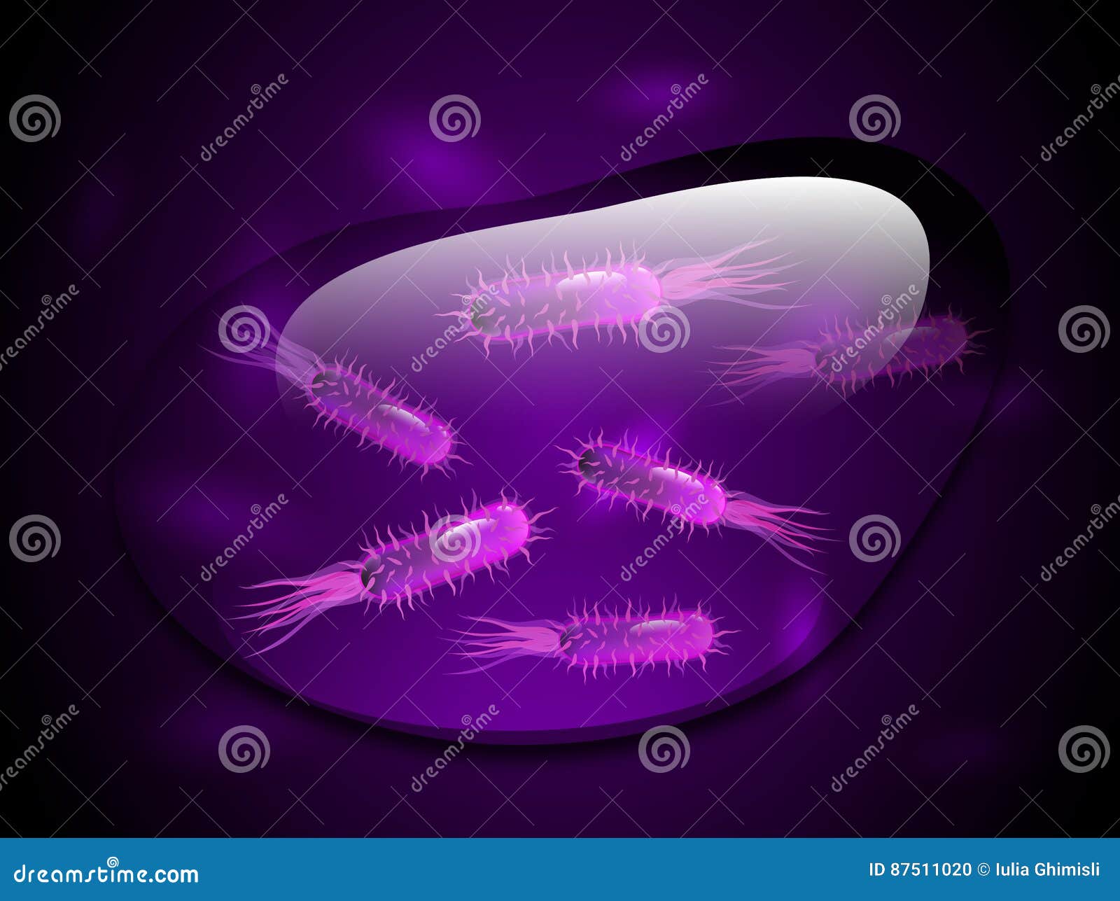 Purple Bacteria Under Water Drop Stock Illustration - Illustration of ...