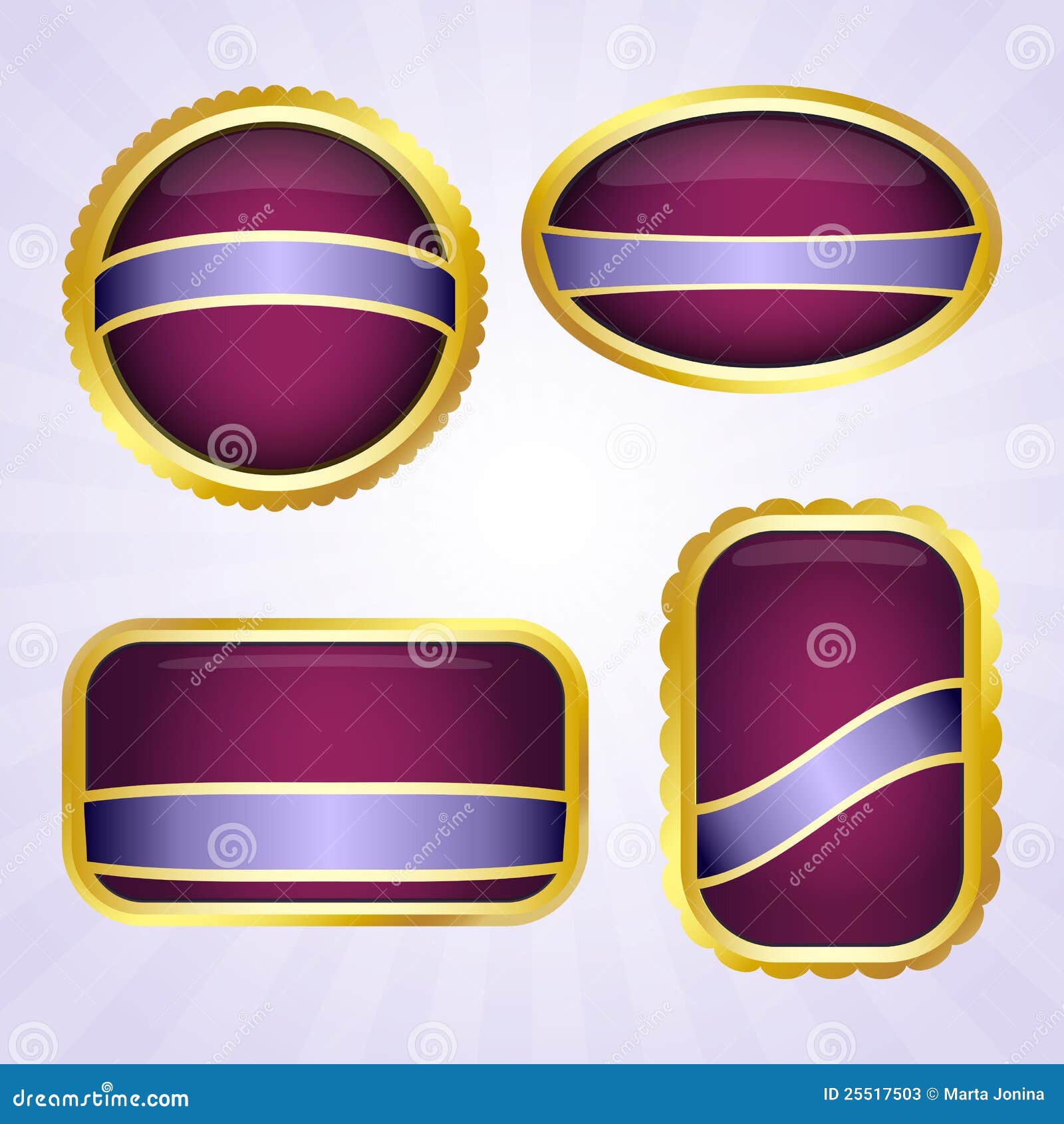 Purple badges with ribbon stock illustration. Illustration of elegant ...