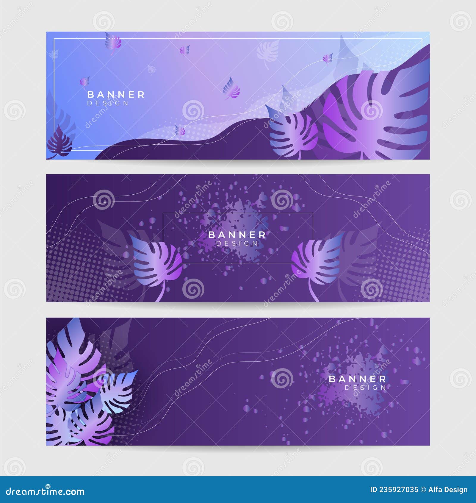 Purple Banner Templates Designed for the Web and Various Headlines are ...