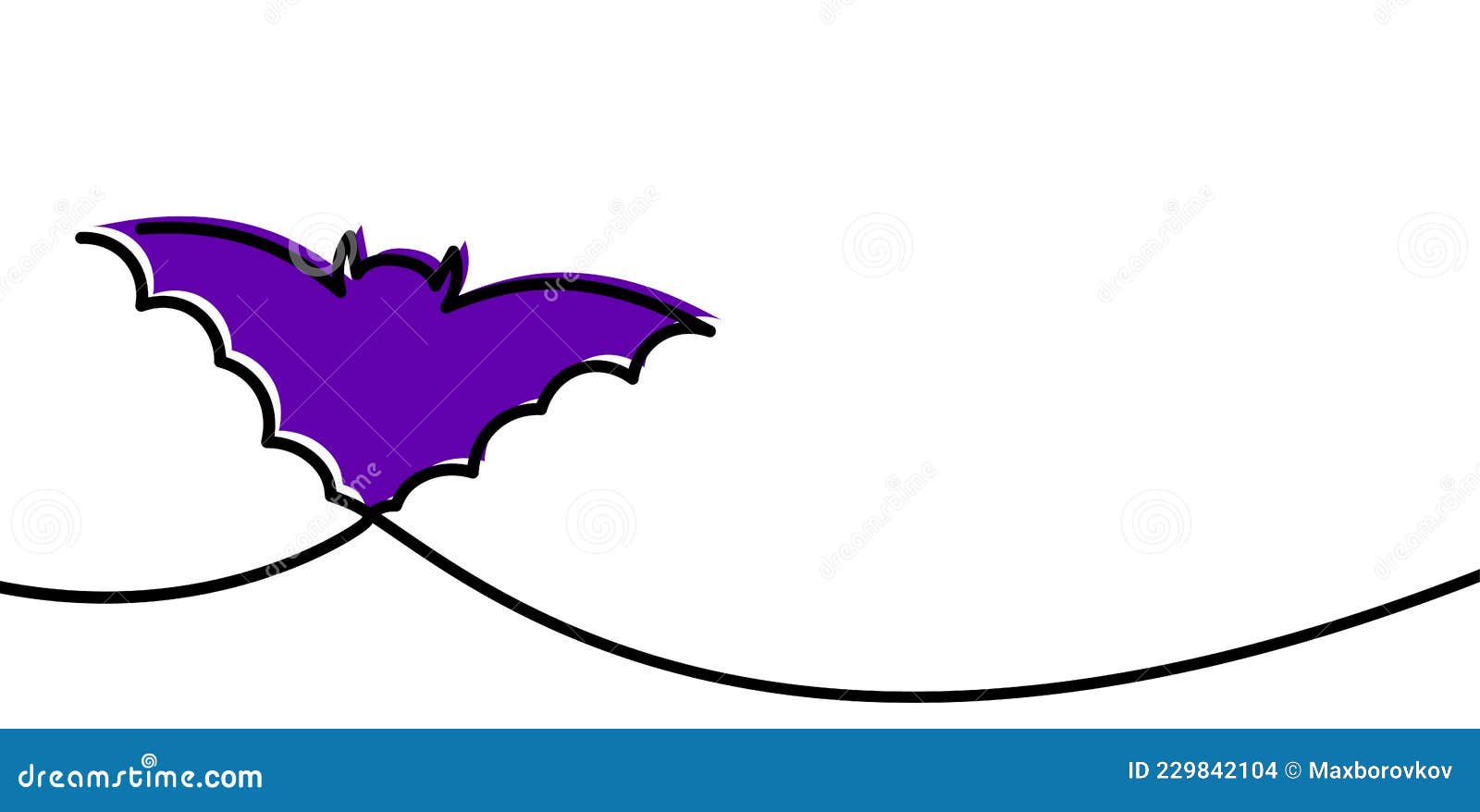 Purple Bat Draw by Single Line Stock Vector - Illustration of horror ...