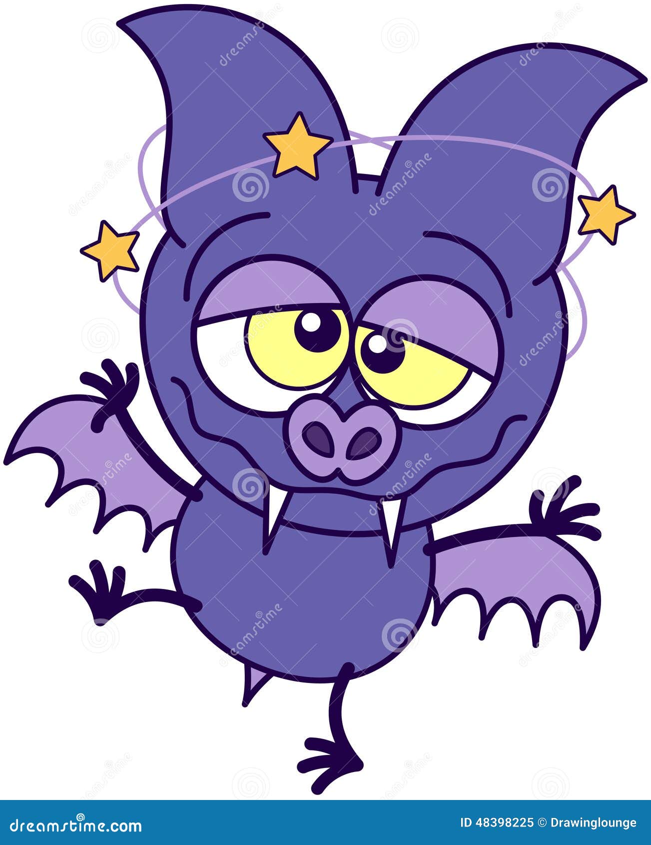 Purple bat feeling dizzy stock vector. Illustration of drawing - 48398225