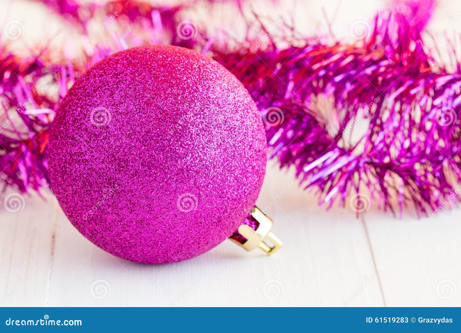 Purple bauble and tinsel stock image. Image of garland - 61519283