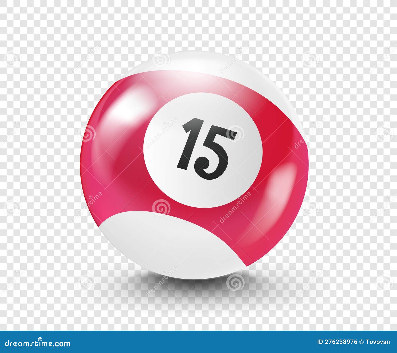 Purple Billiard Ball with Number 15. 3d Vector Isolated on Transparent ...