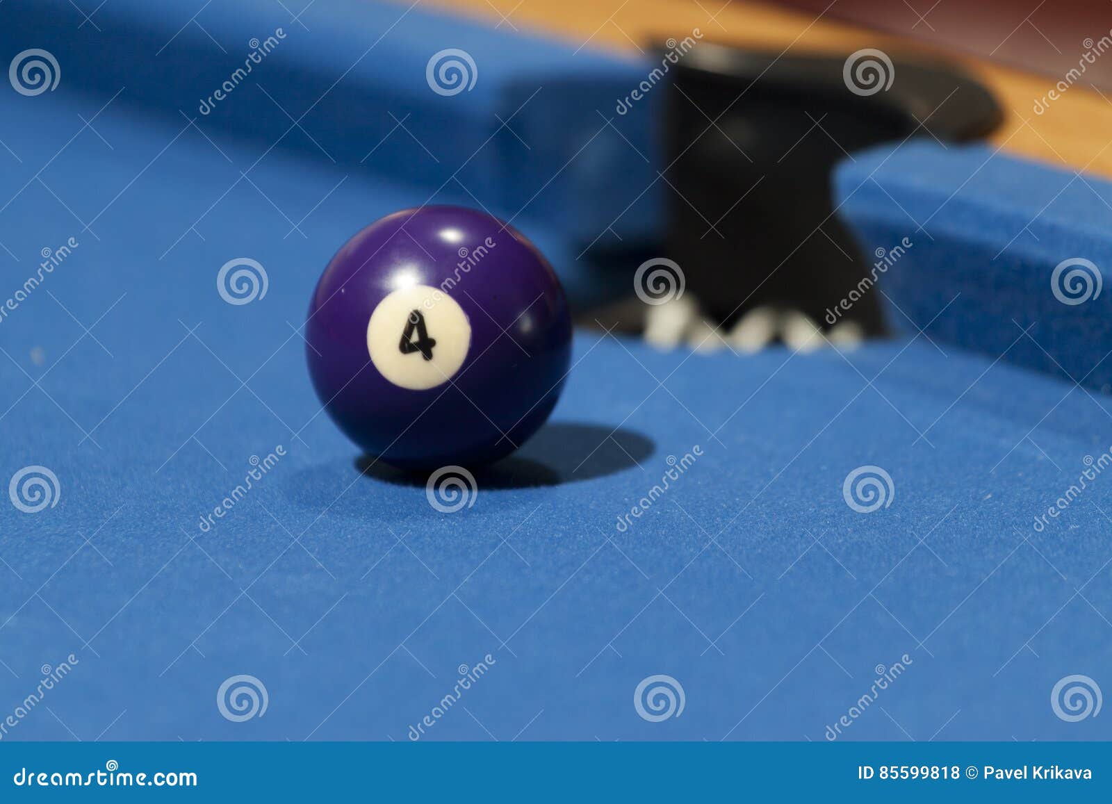 Purple Billiard Ball in a Pool Table Stock Photo - Image of competition ...