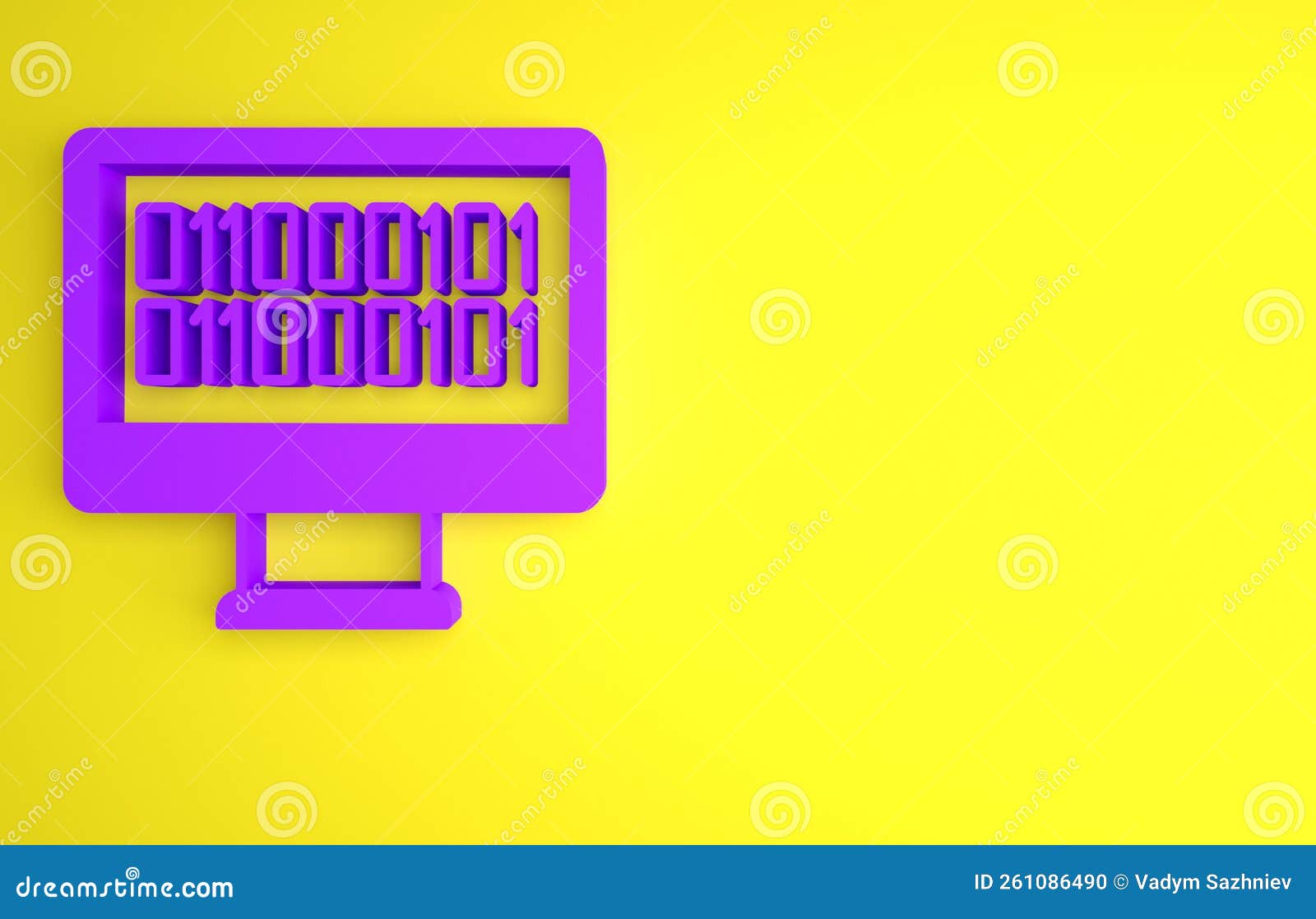 Purple Binary Code Icon Isolated on Yellow Background. Minimalism ...
