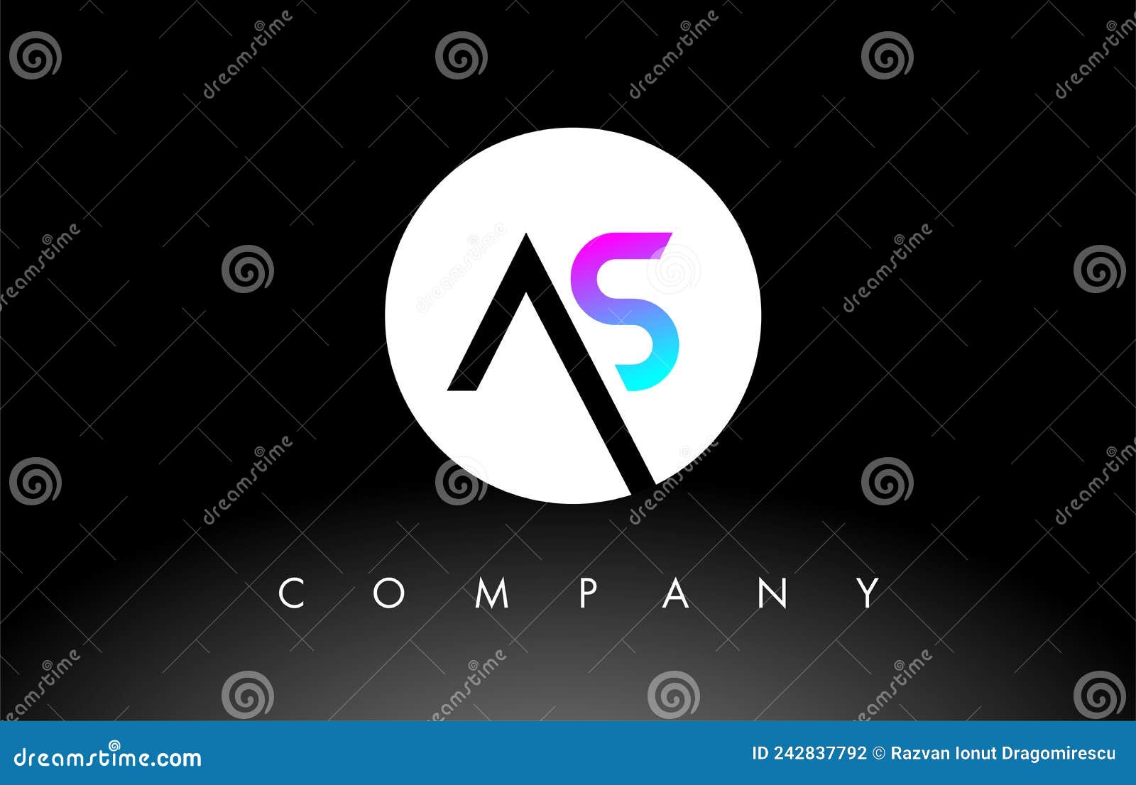 Purple Black AS Logo. Letter Design Vector Stock Vector - Illustration ...