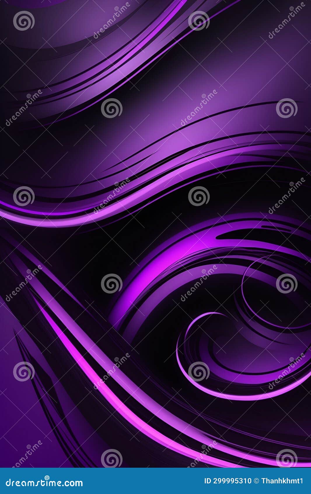 Purple and Black Waves. Vertical Composition Stock Illustration ...