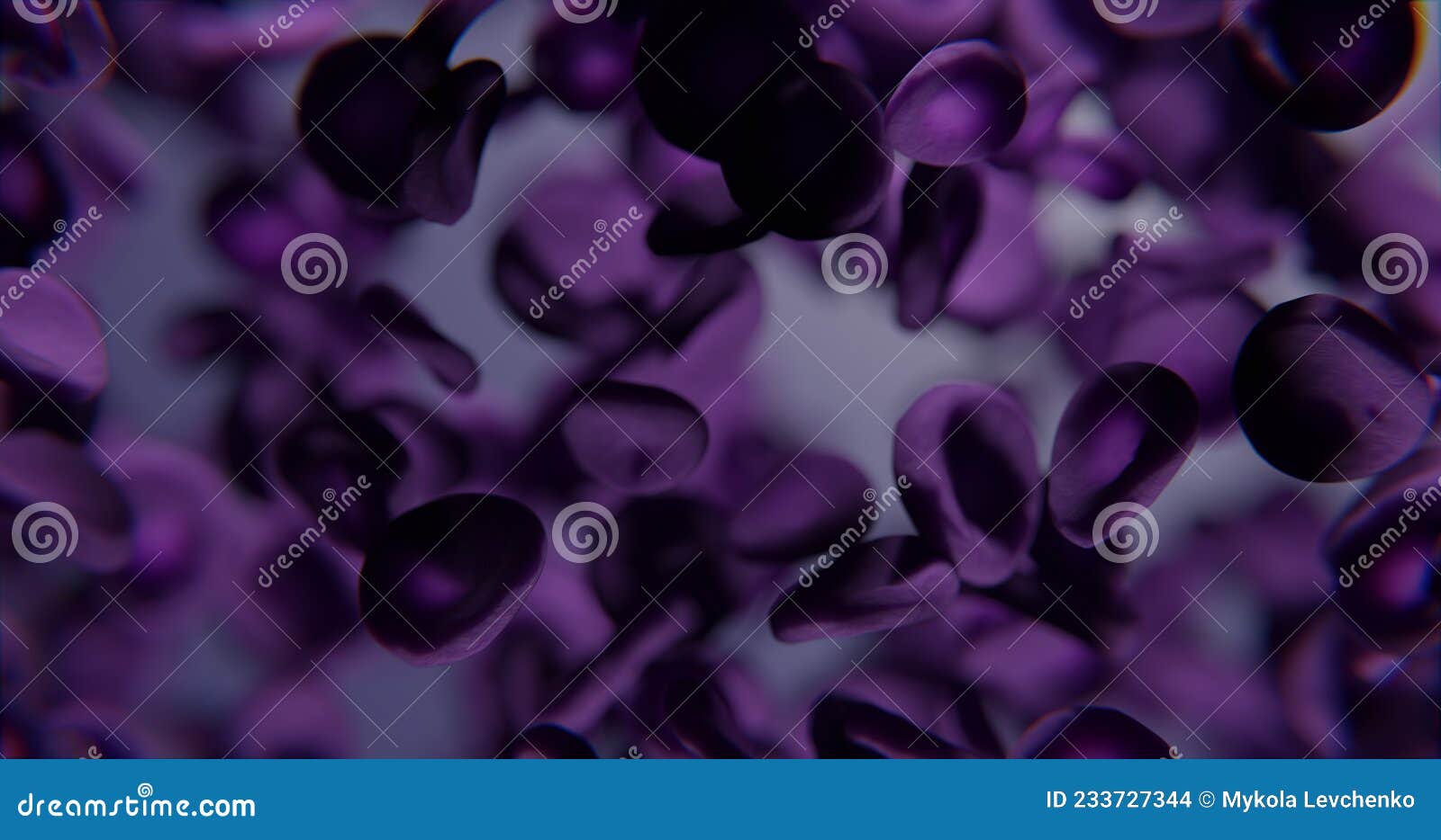 Purple Blood Cells Under Microscope Abstract Background 3d-rendering ...
