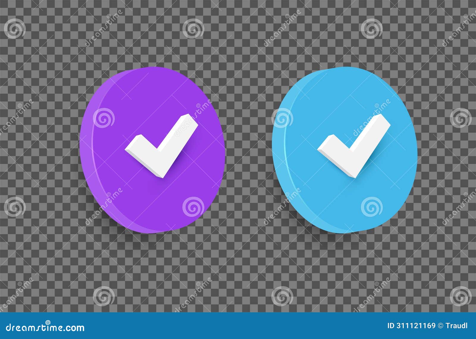 Purple and Blue Check Marks on a Transparent Background. Stock Vector ...