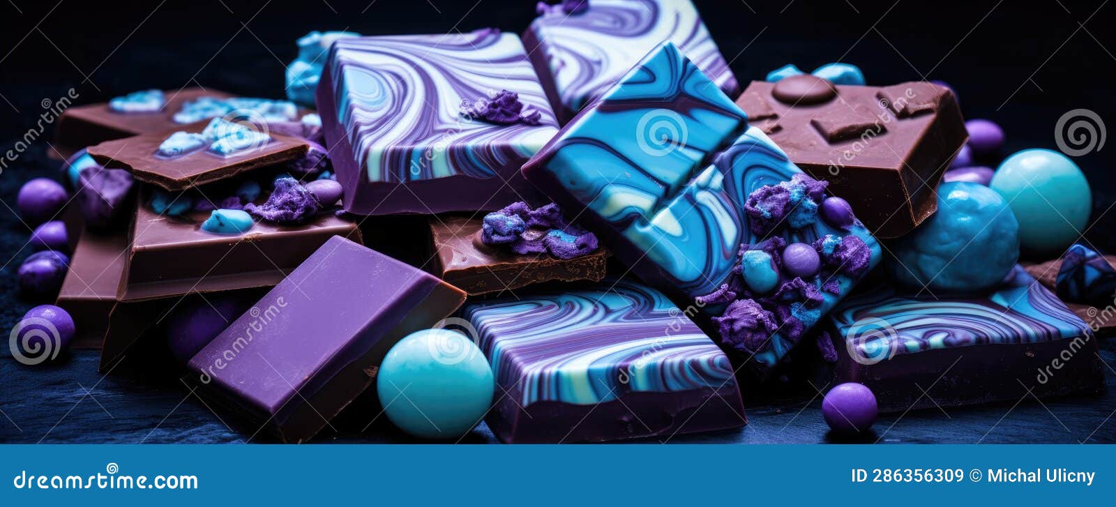Purple or Blue Chocolate Bars with Chocolate Box Stock Illustration ...