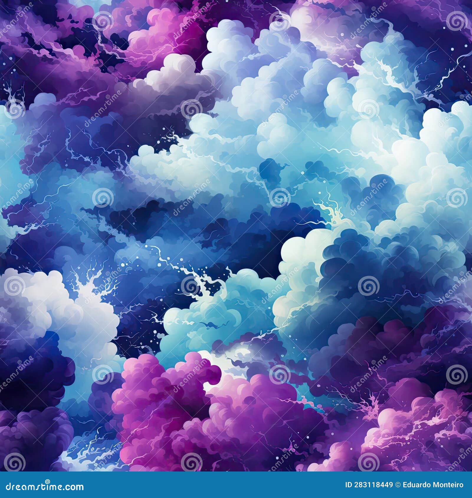 Purple and Blue Cloud Wallpaper with Lightning (tiled) Stock ...
