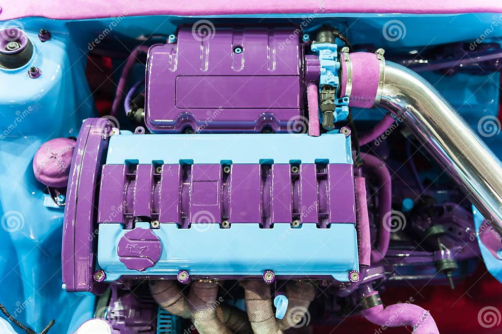 Purple and blue engine stock photo. Image of mechanical - 86460064