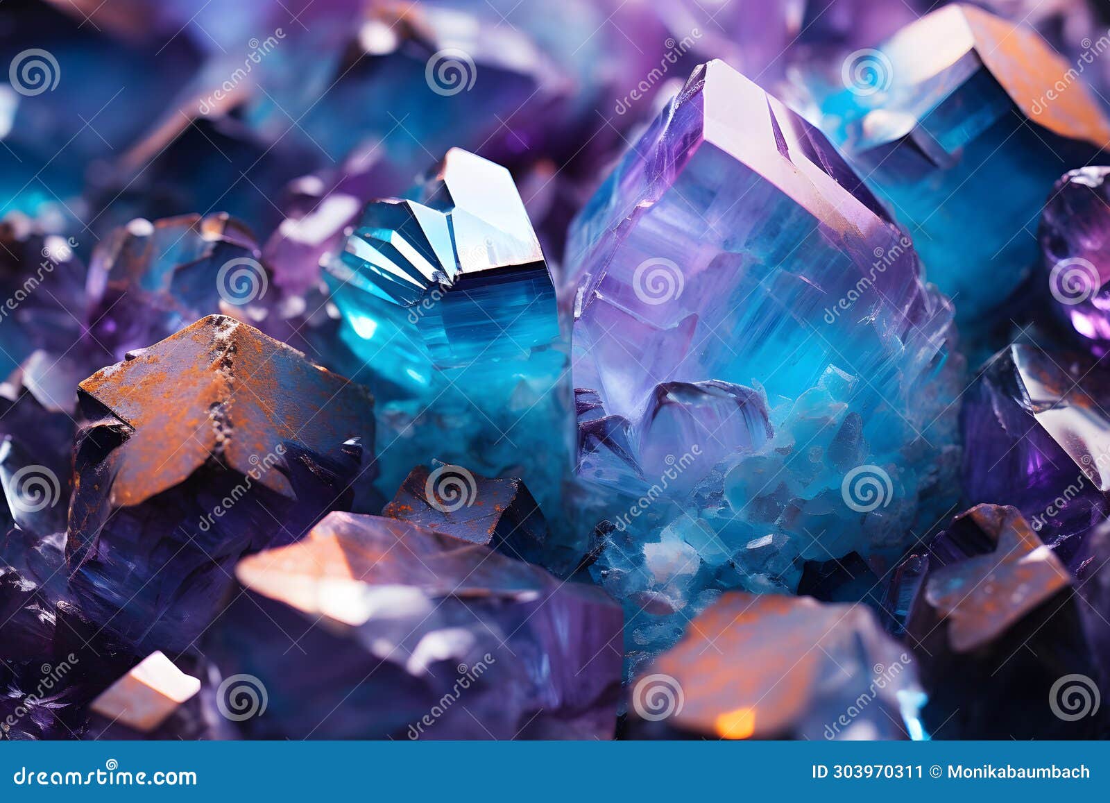 Purple and Blue Geodes Inside Crystal Rock Stock Illustration ...