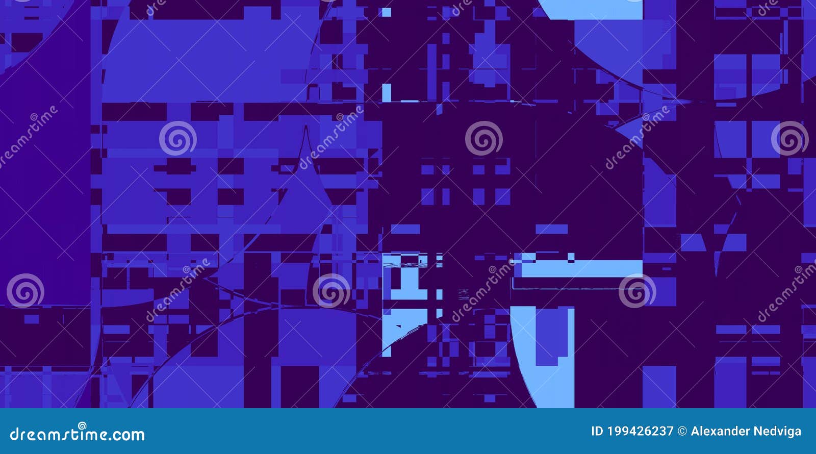 Purple Blue Glitch Art Backdrop. Distorted Geometric Surface. Abstract ...