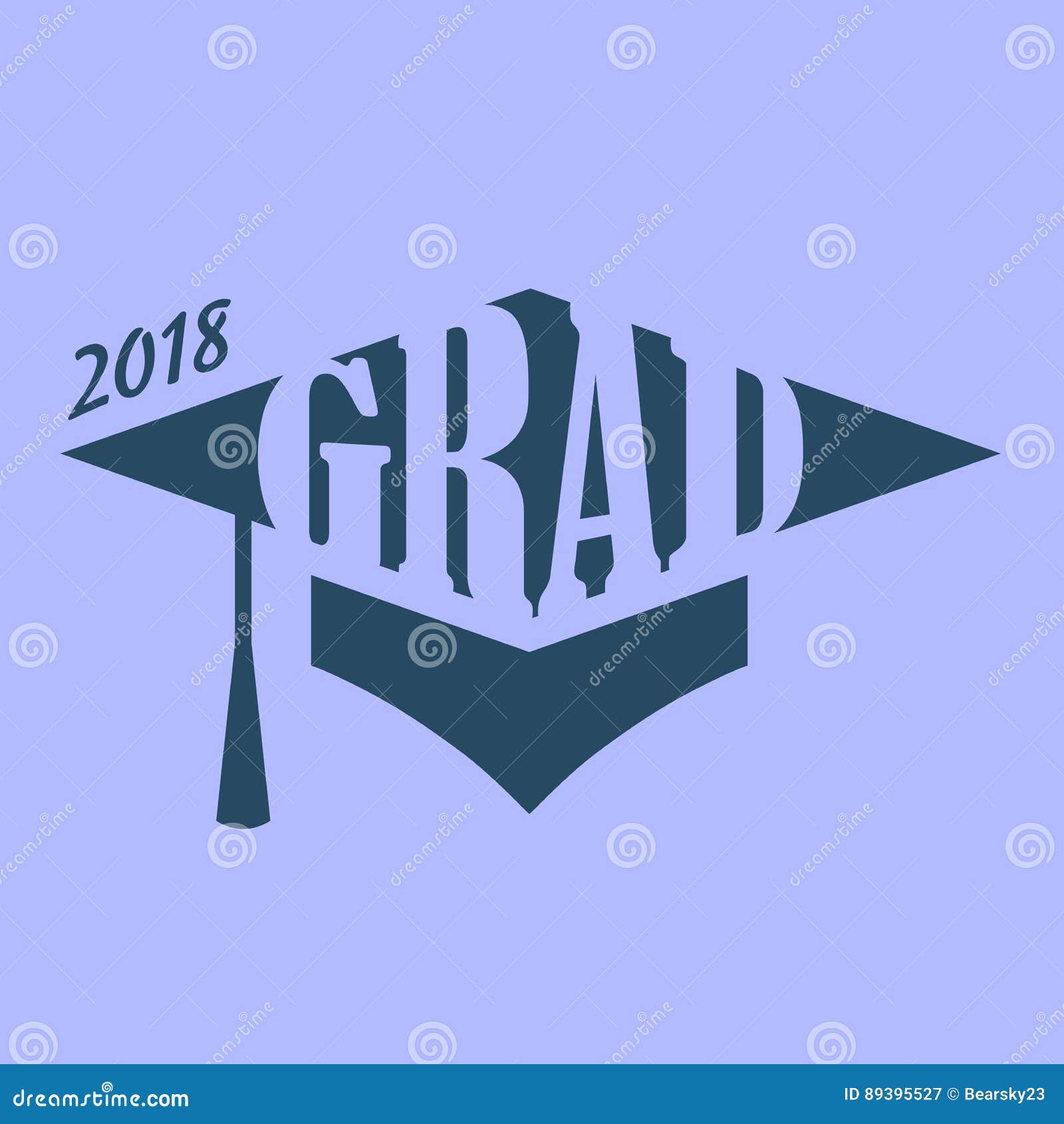 Purple and Blue 2018 Grad Vector Graphic with Graduation Cap and Stock ...