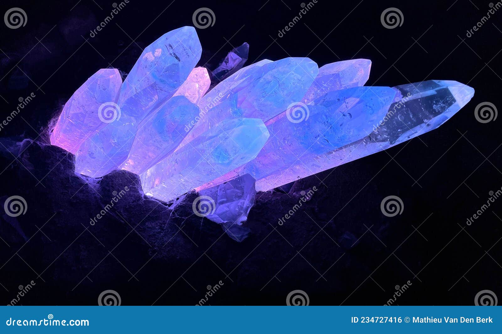 Purple and Blue Ice Crystals Glowing in the Dark Stock Photo - Image of ...
