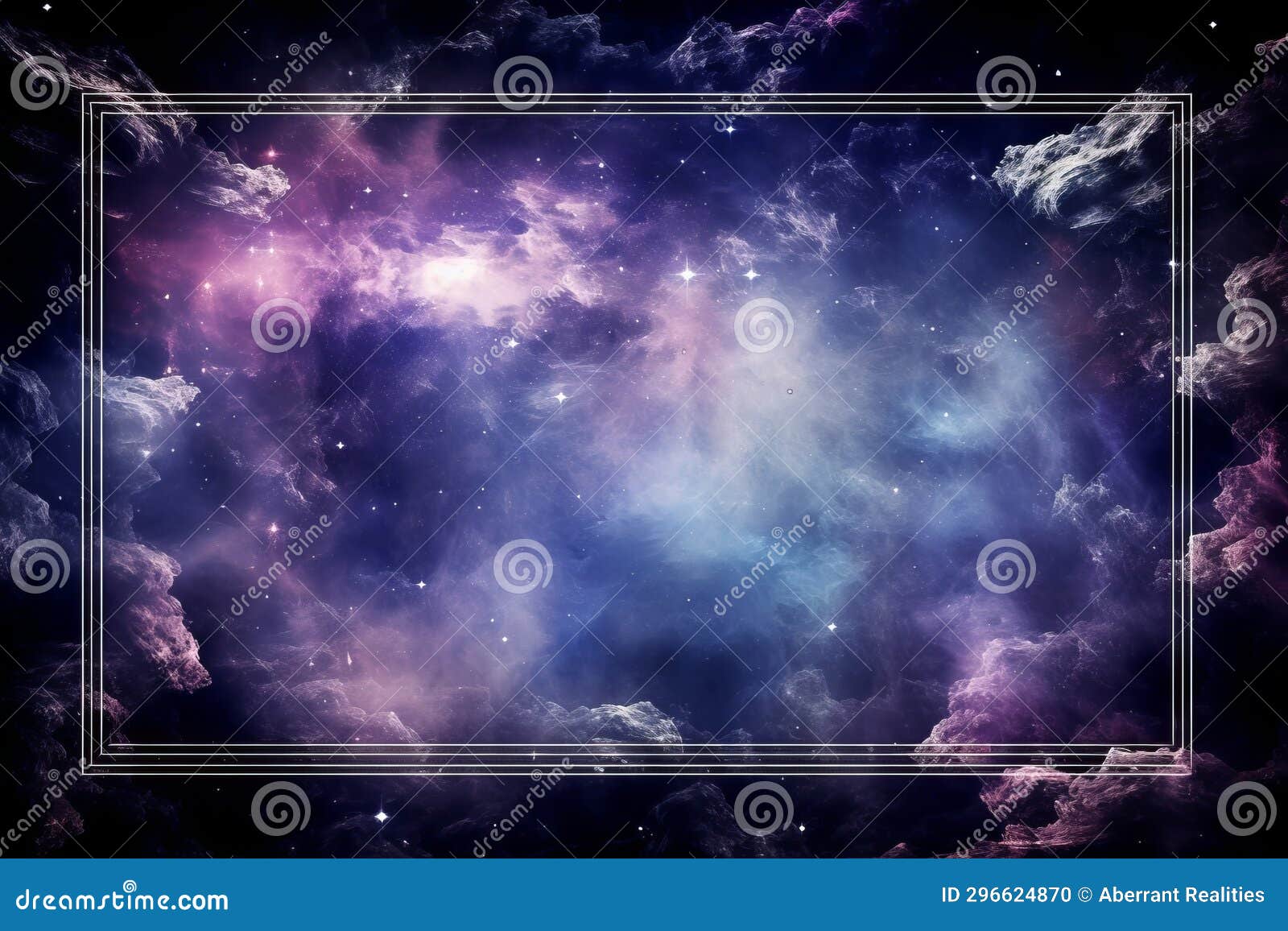 A Purple and Blue Nebula Background with a Square Frame Stock ...