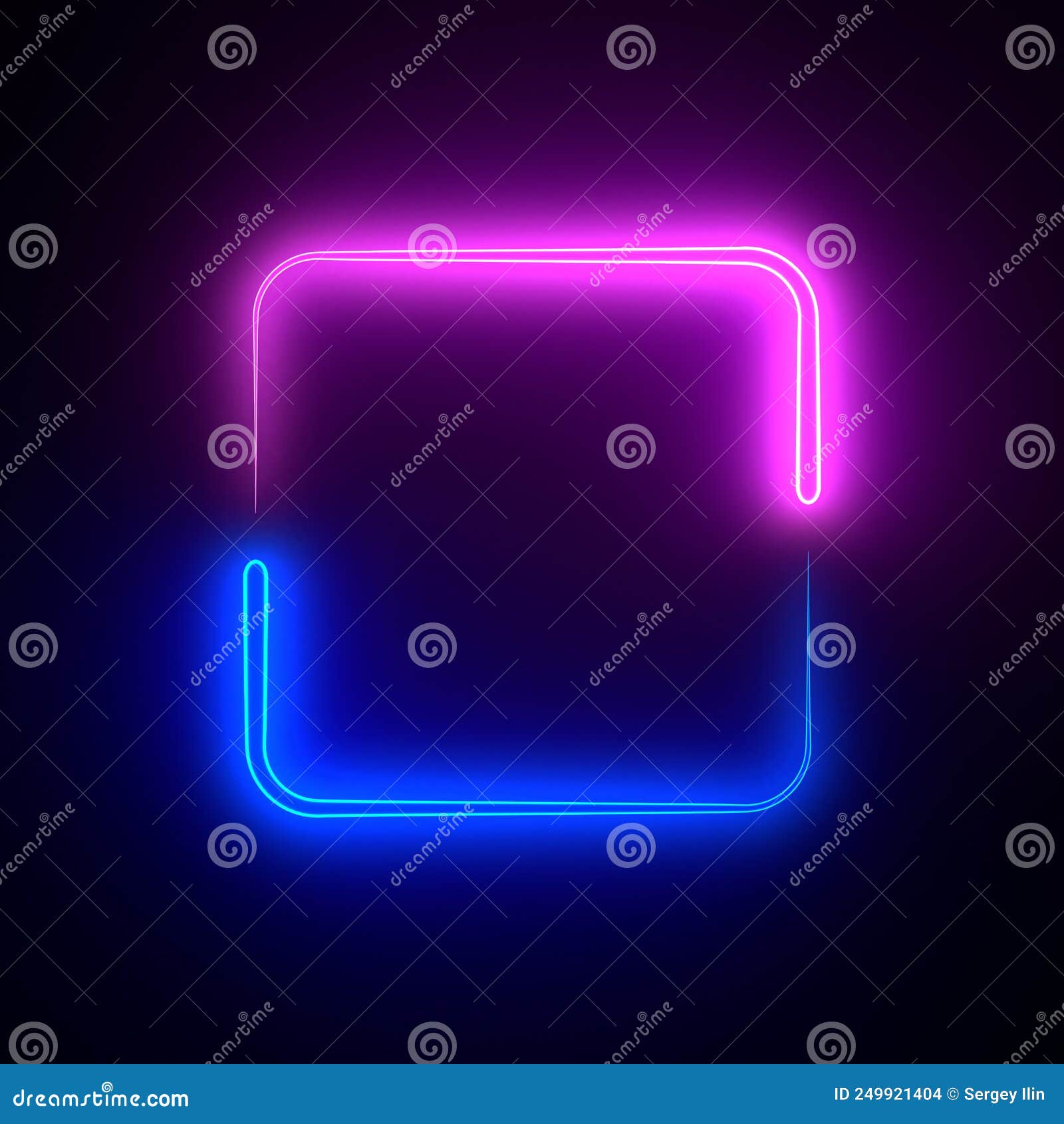 Purple and Blue Neon Elements on Black Background. 3D Illustration ...
