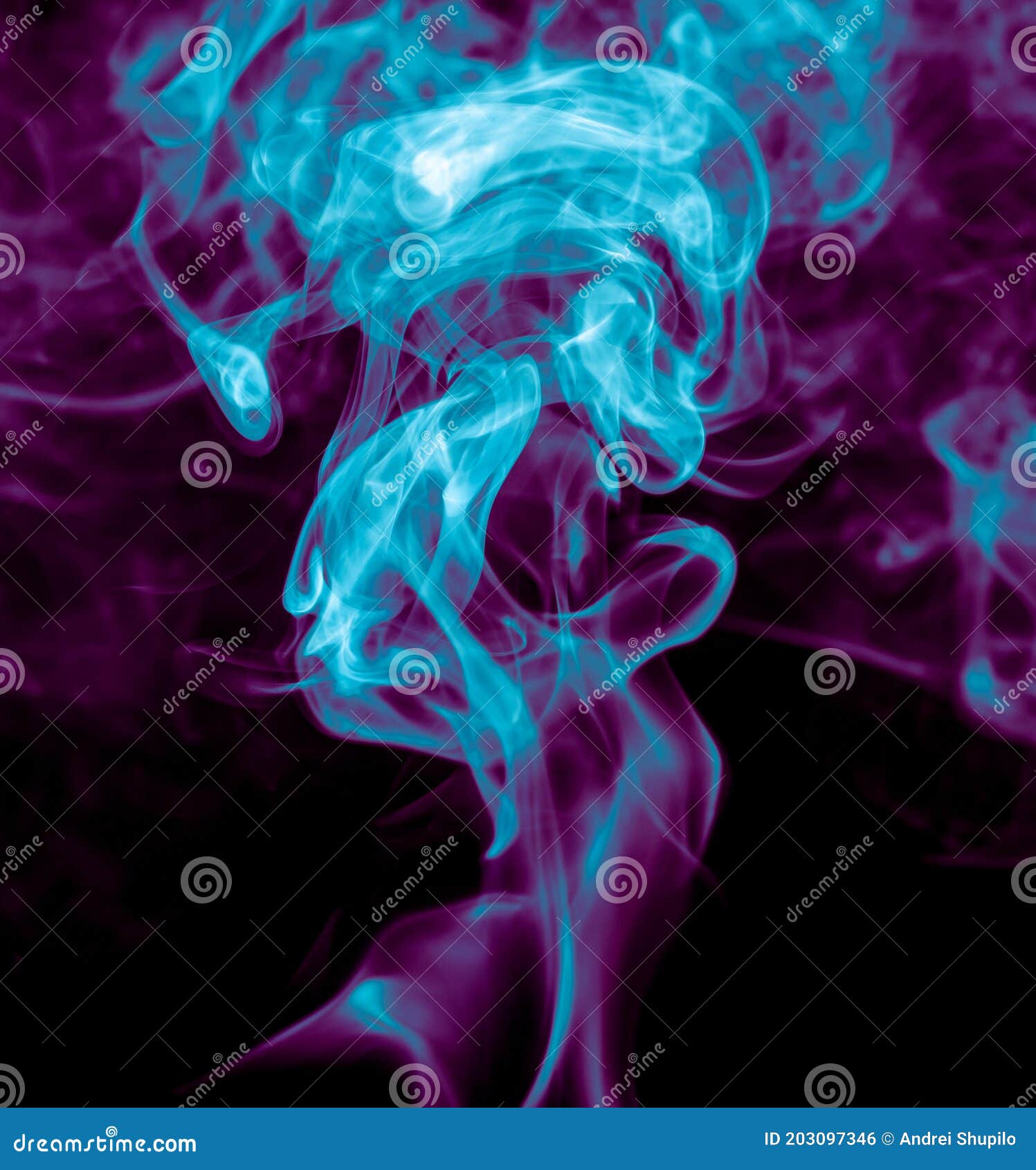 Purple and Blue Smoke Isolated on Black Background. Abstraction Stock ...