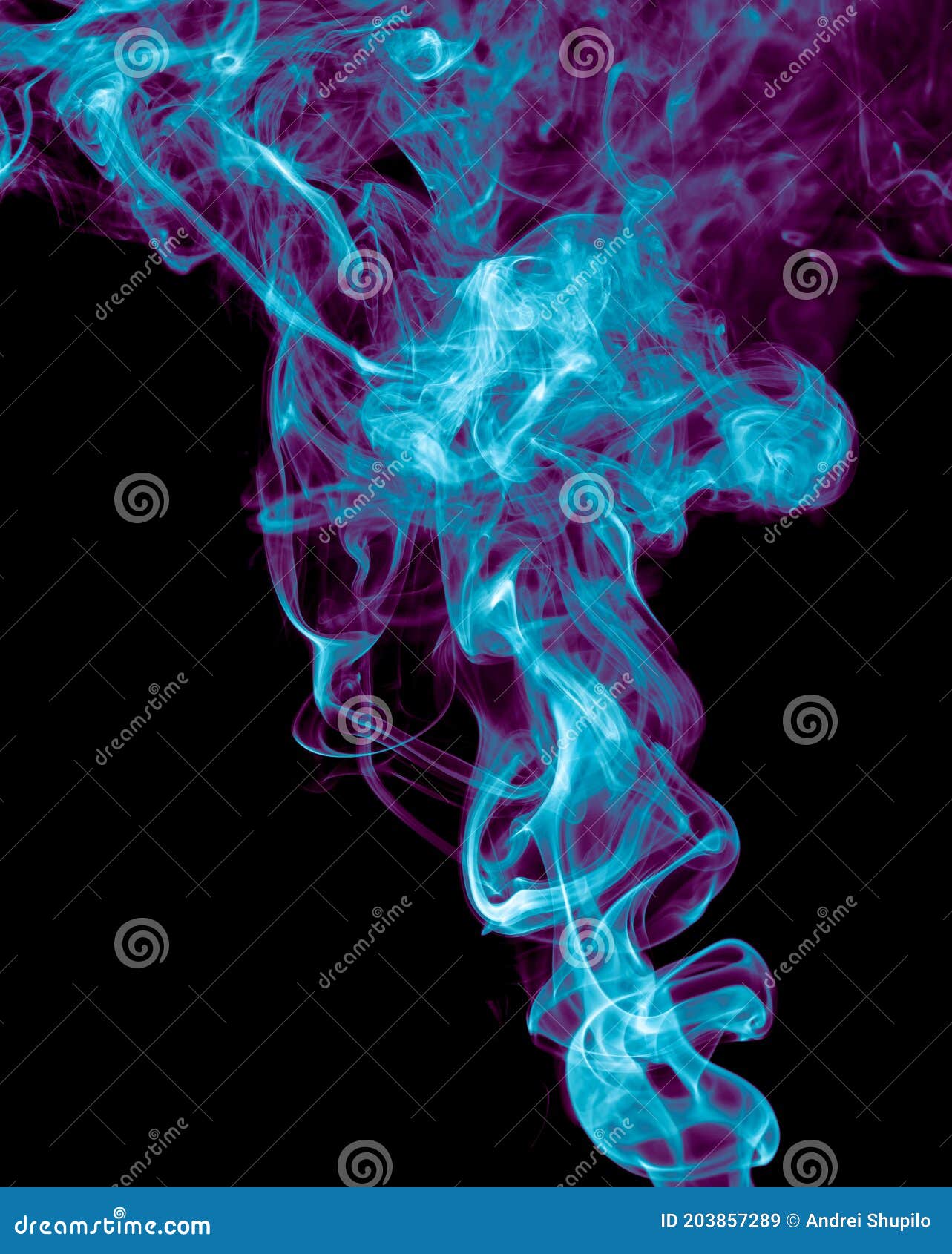 Purple and Blue Smoke Isolated on Black Background. Abstraction Stock ...