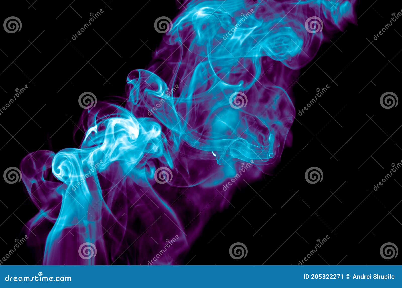 Purple and Blue Smoke Isolated on Black Background. Abstraction Stock ...