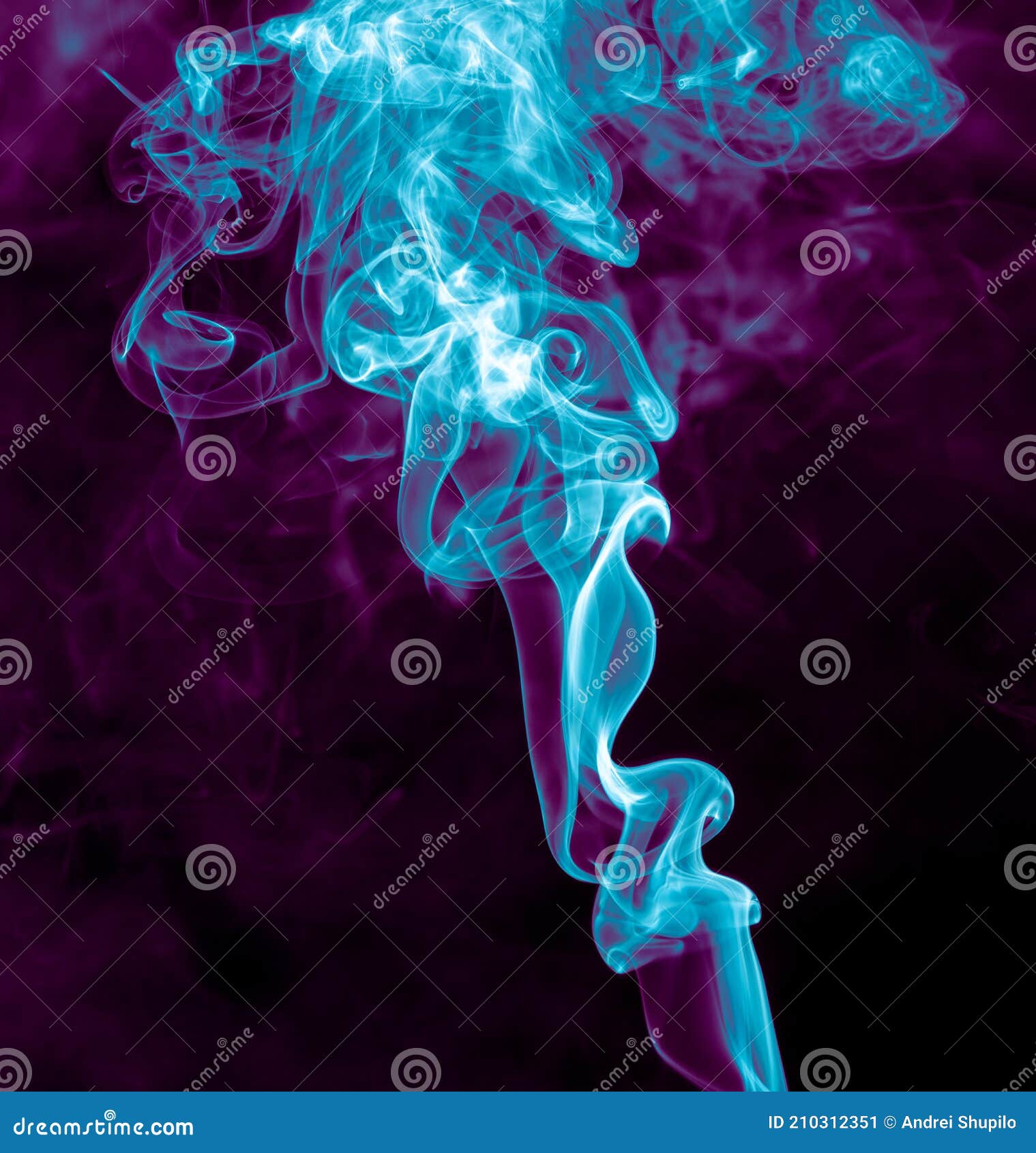 Purple and Blue Smoke Isolated on Black Background. Abstraction Stock ...