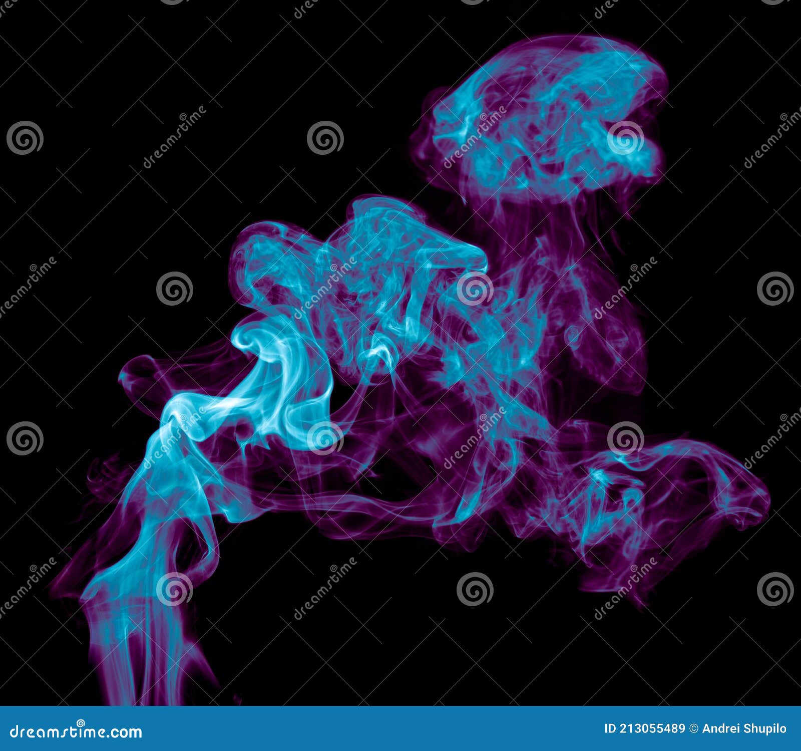 Purple and Blue Smoke Isolated on Black Background. Abstraction Stock ...